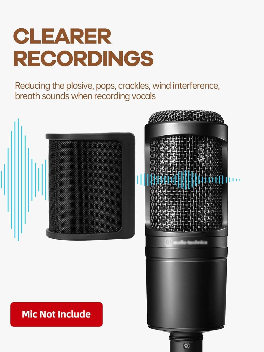 Fabibe Mic Pop Filter Upgraded Three Layers Windscreen Mask Shield ...