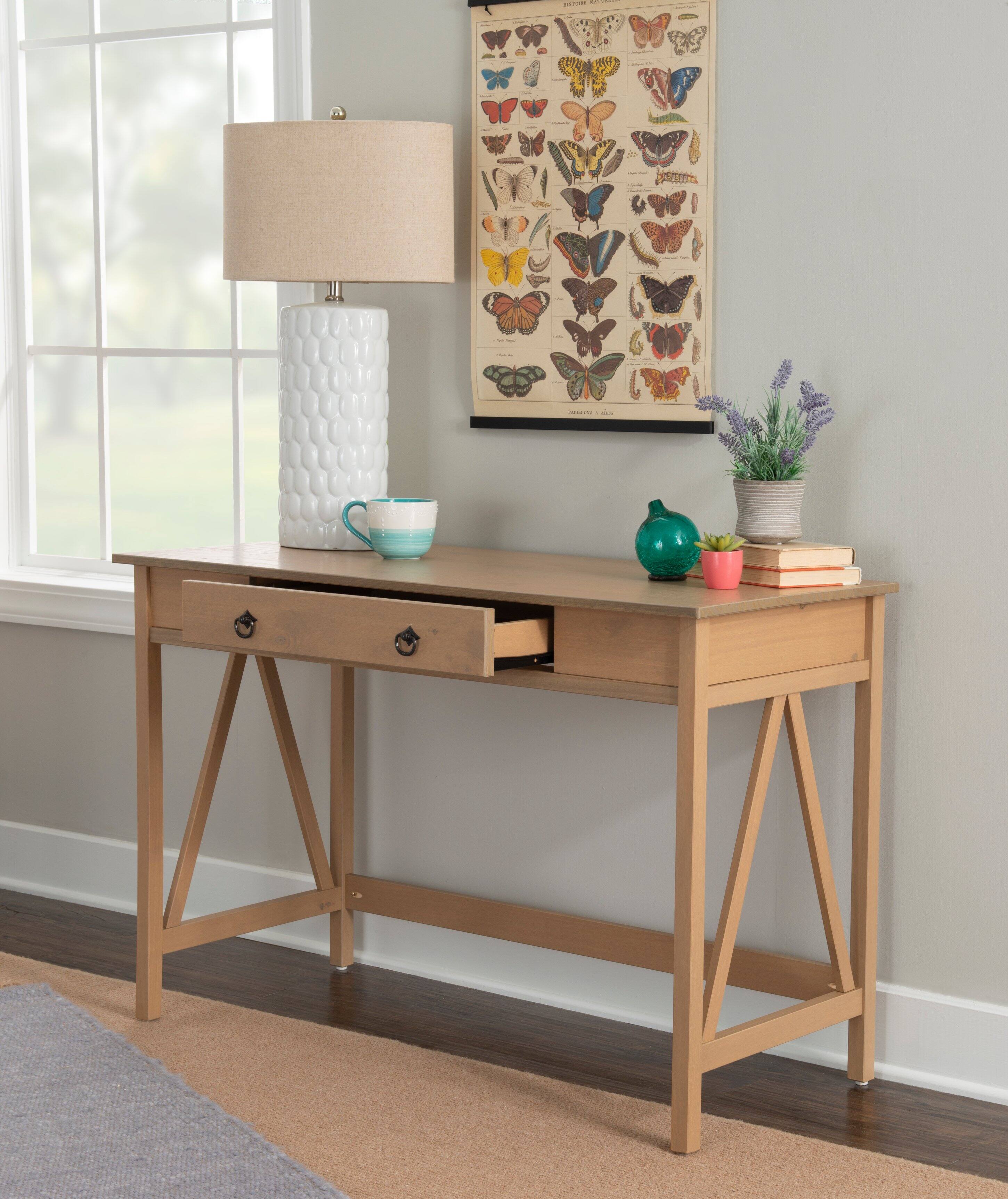 Linon Home Décor Tressa Solid Wood Desk With Drawer Driftwood BSTB118 ...