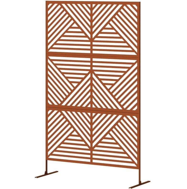 COWLOWN Metal Outdoor Privacy Screen Decorative Fence Panel with Stand ...