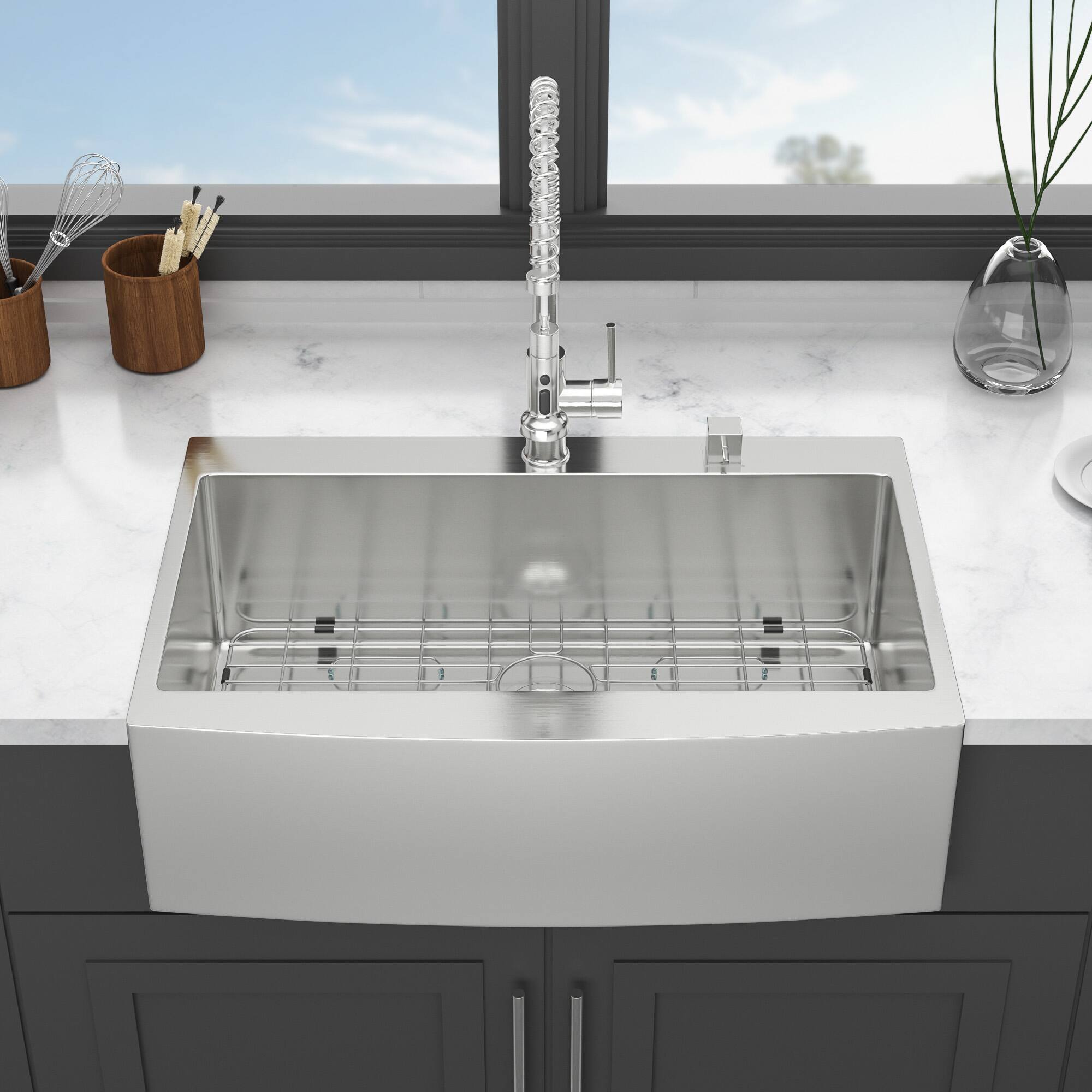 Siljoy 33 Drop in Farmhouse Sink 33*22*10 Inch Kitchen Sink Stainless ...