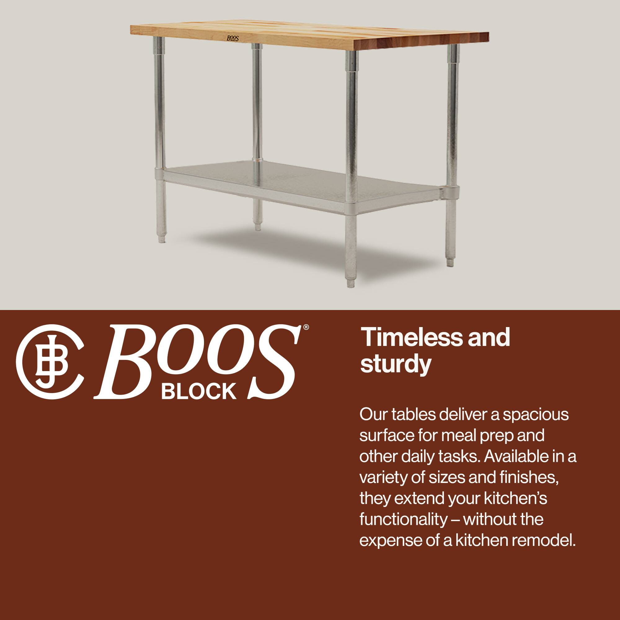 John Boos Maple Wood Top Work Table with Adjustable Lower Shelf, 48 x ...