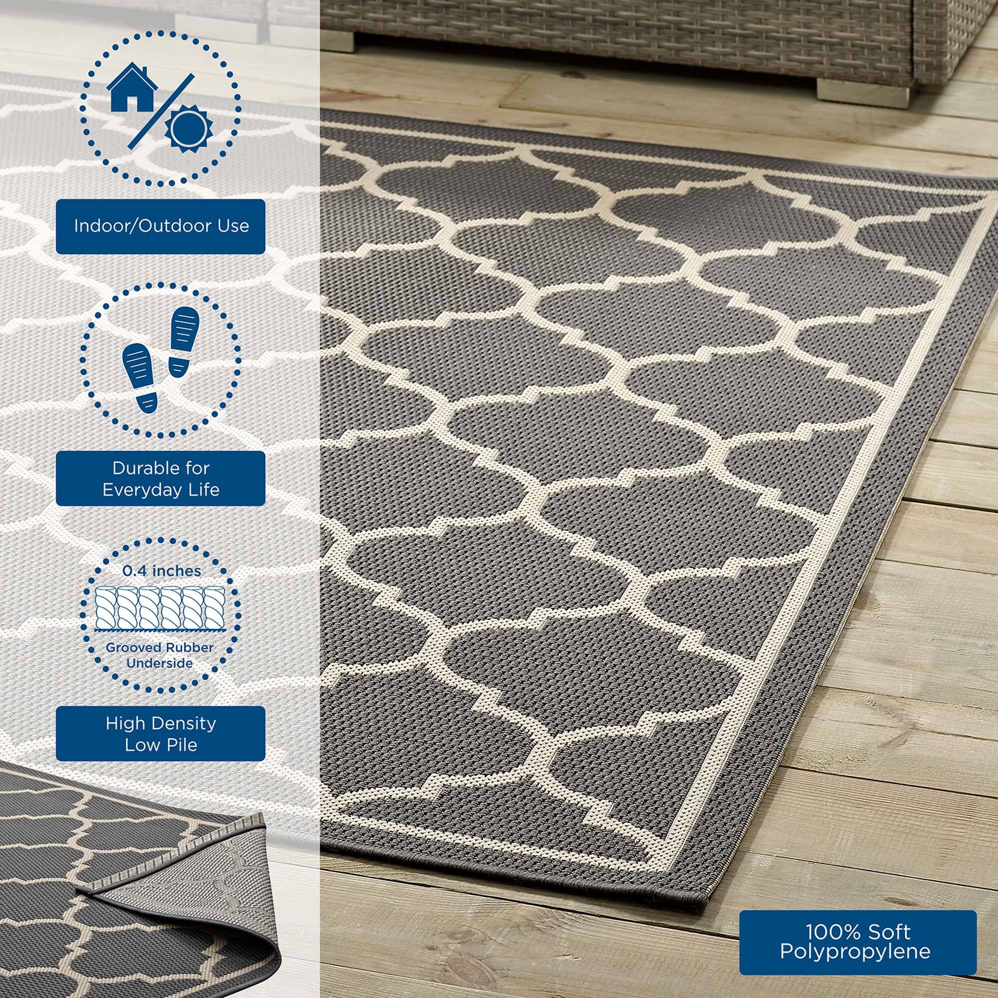 Modway Avena Moroccan Quatrefoil Trellis Indoor and Outdoor Area Rug ...