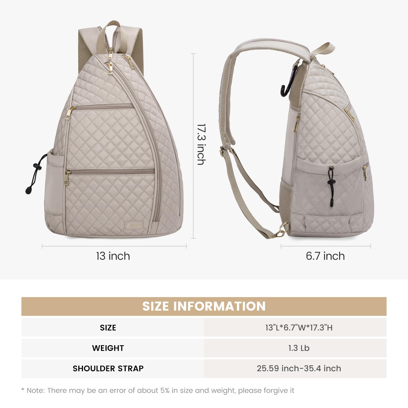 Live At Space Women's Pickleball Backpack Quilted Crossbody Sling Bag ...