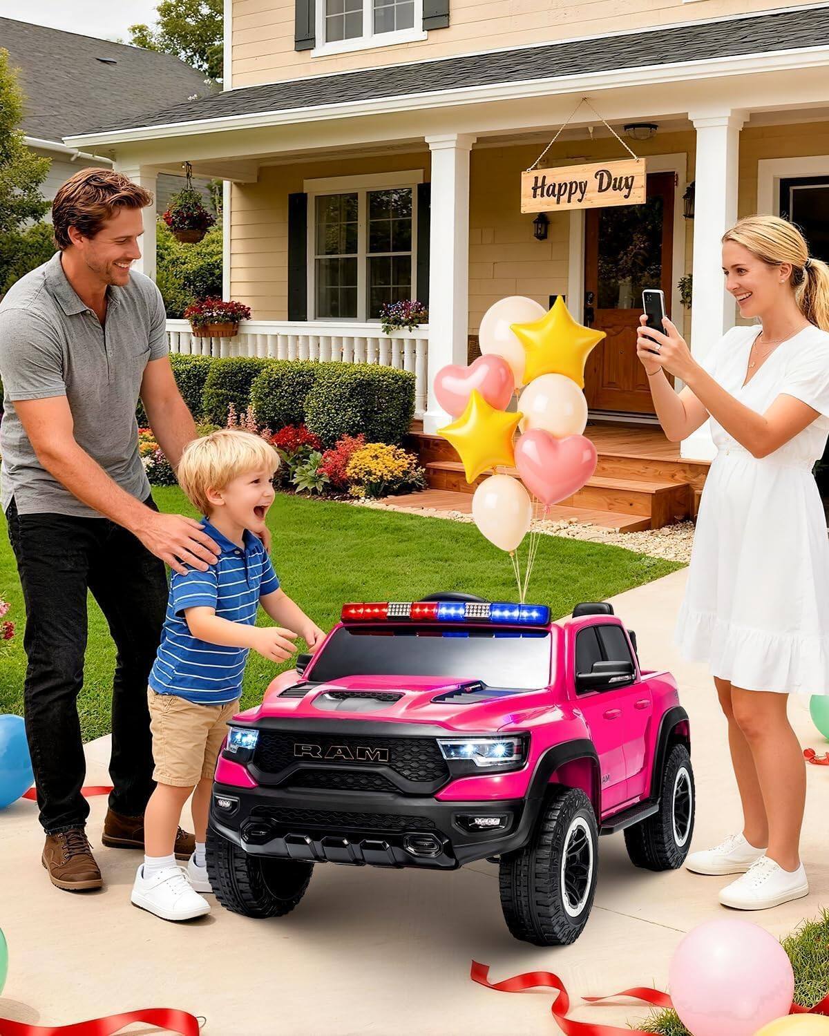 Qeetex Ride On Truck Cars for Kids, 12V Licensed RAM Electric Kids Car ...