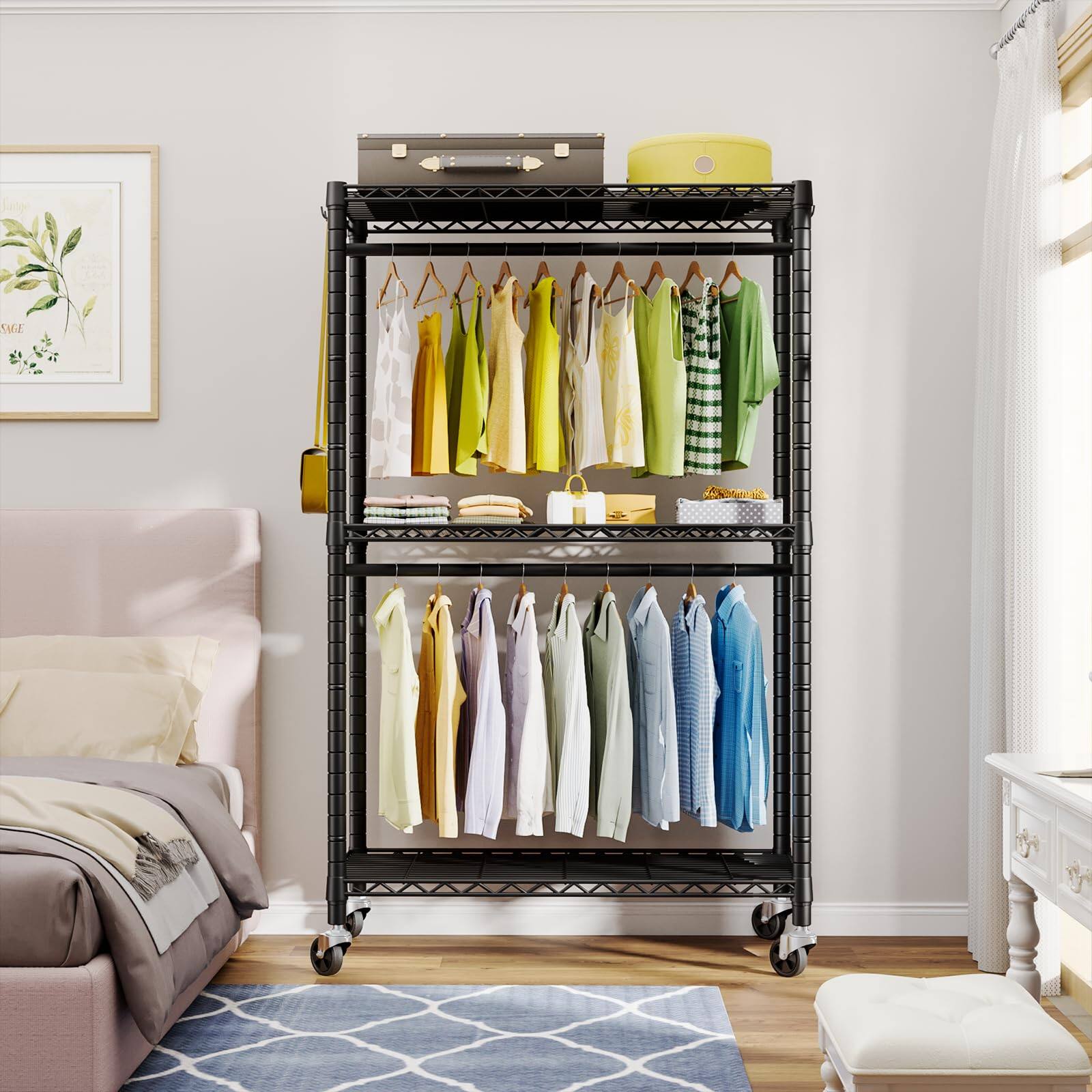 Hirose Alice FUTASSI P3 Rolling Clothes Rack Clothing Racks for Hanging ...