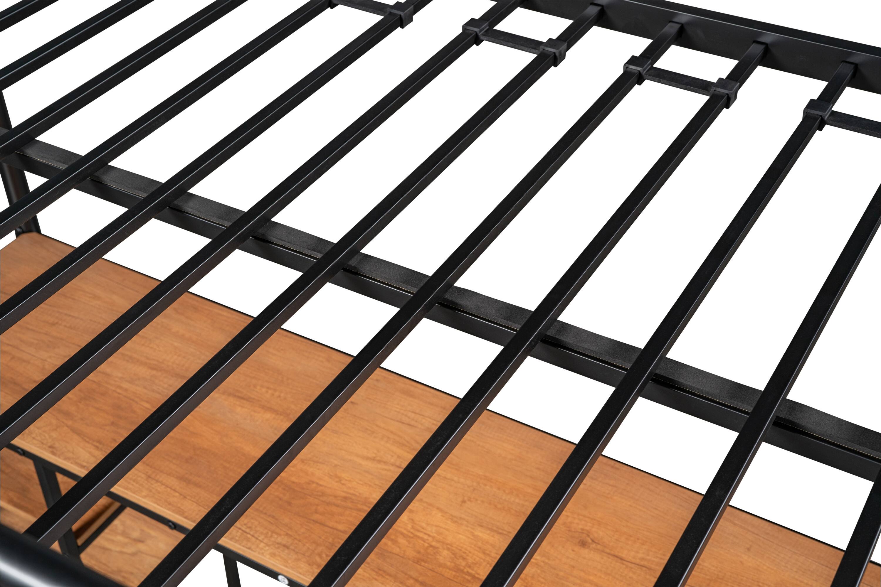 Spaco Twin Size Loft Bed with Built In Desk, Shelves, Heavy Duty Metal Frame, Safety Guardrails ...