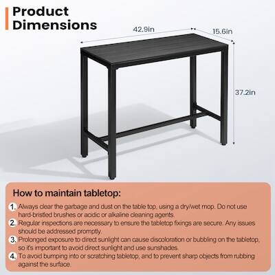 Crestlive Products 43in Patio Plastic Wood Top Steel Frame Bistro Bar ...