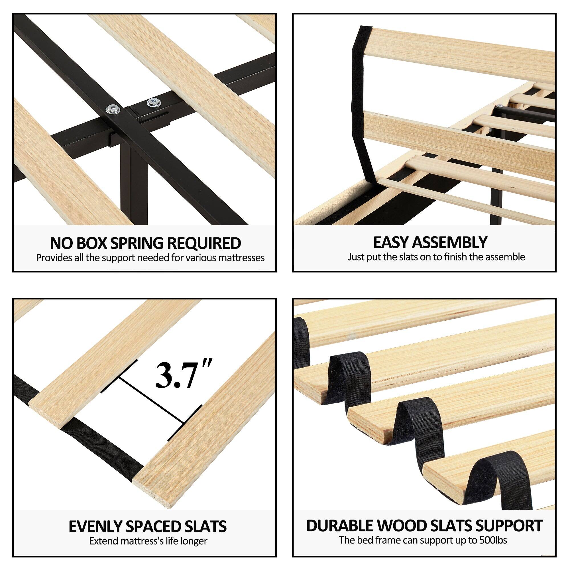 Vecelo Full Size Platform Bed Frame with Adjustable Upholstered ...