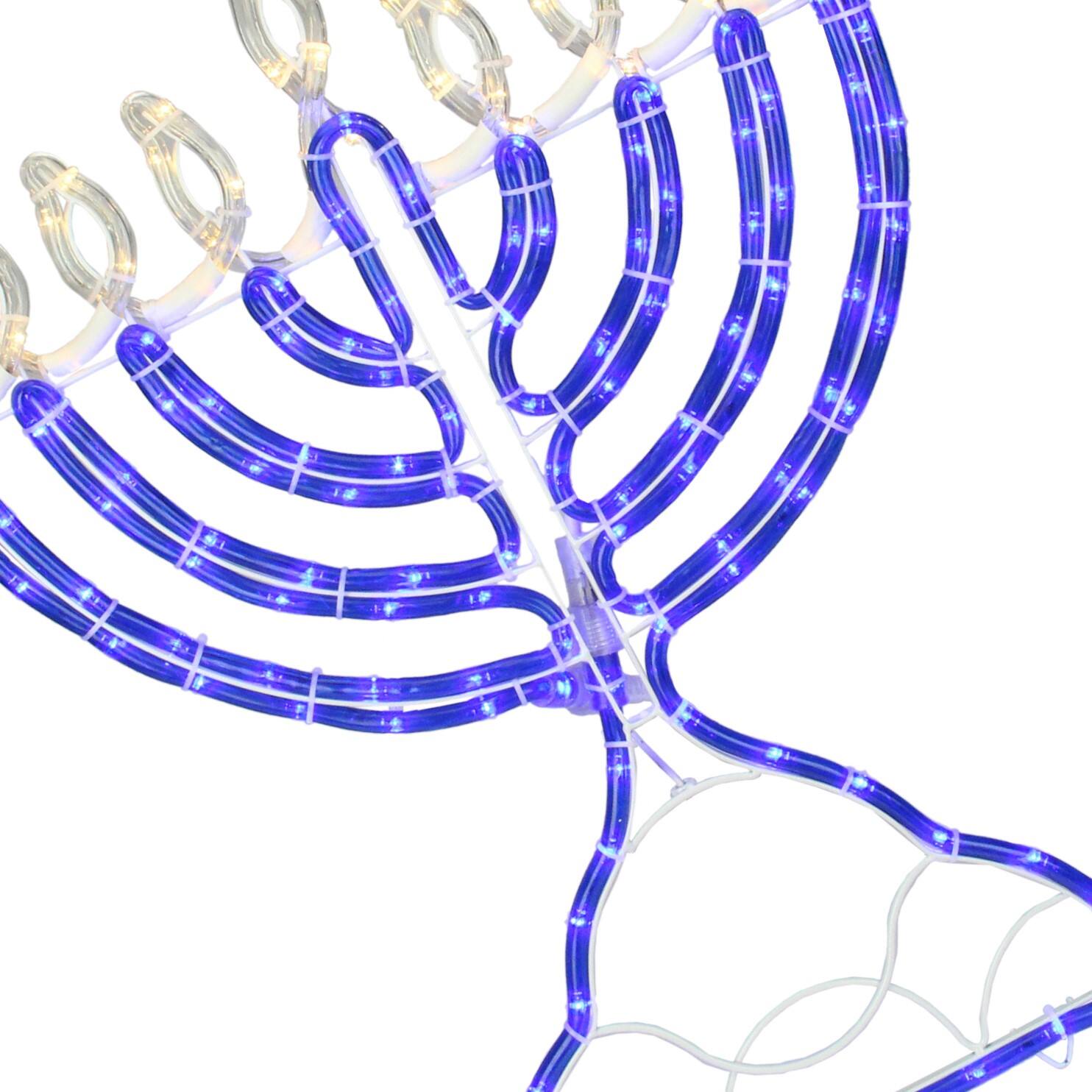 Northlight LED Lighted Hanukkah Rope Light Menorah 23" and Blue Clear ...
