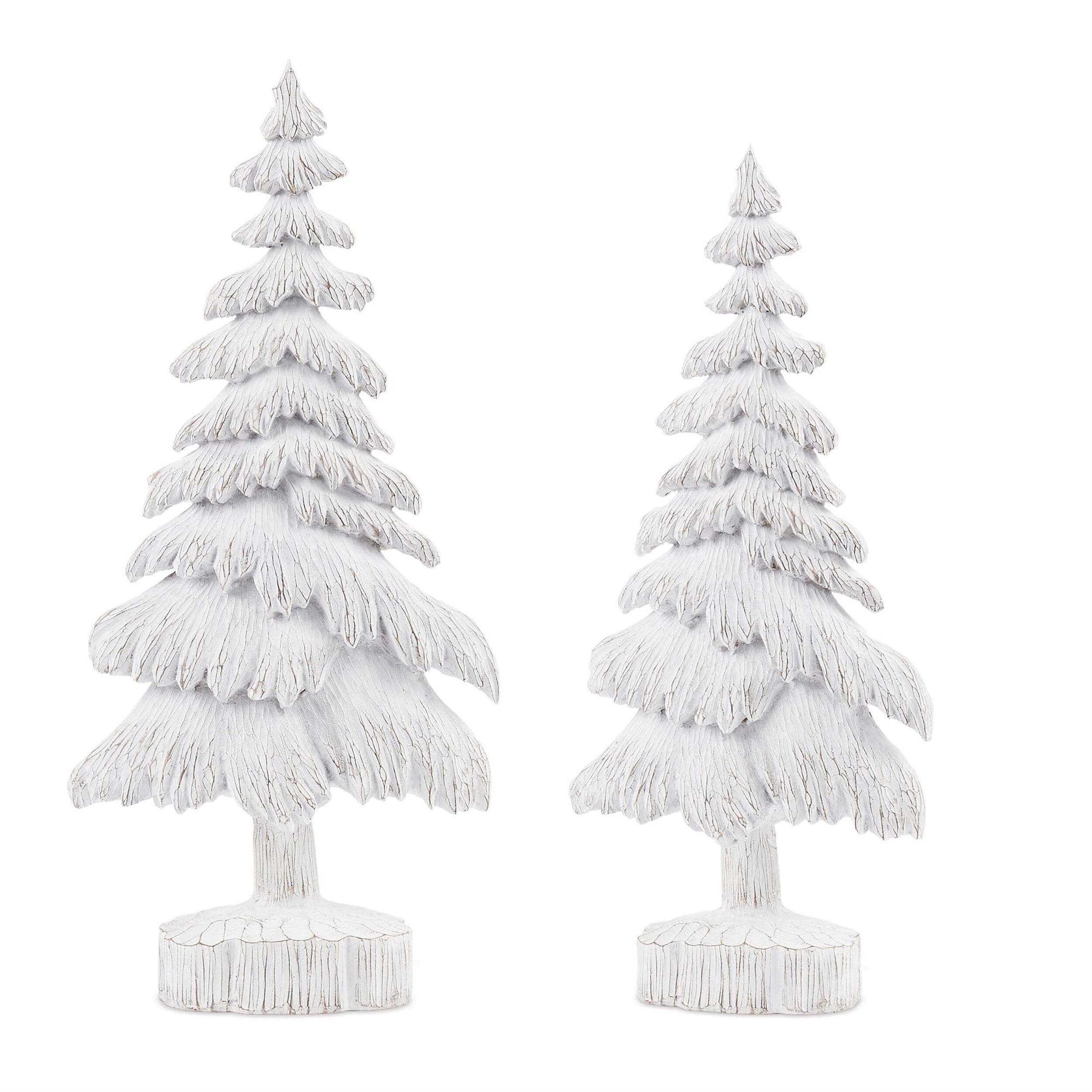 BreeBe Washed Pine Tree (Set of 2) White 95067DS - Best Buy