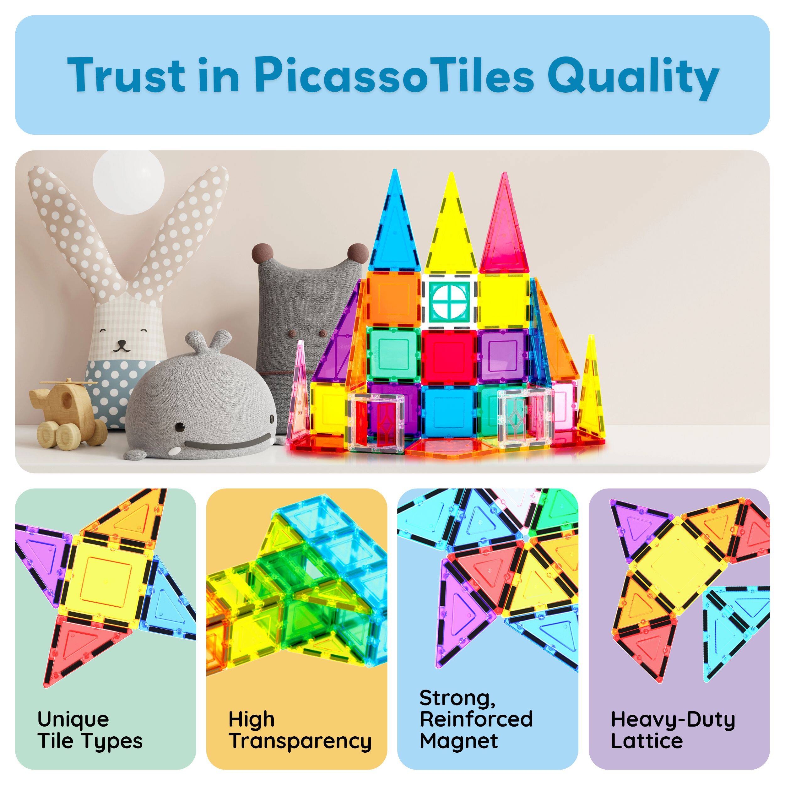 PicassoTiles PICASSO TILES Magnetic Tiles for Kids, 36PCS Magnet Rocket ...