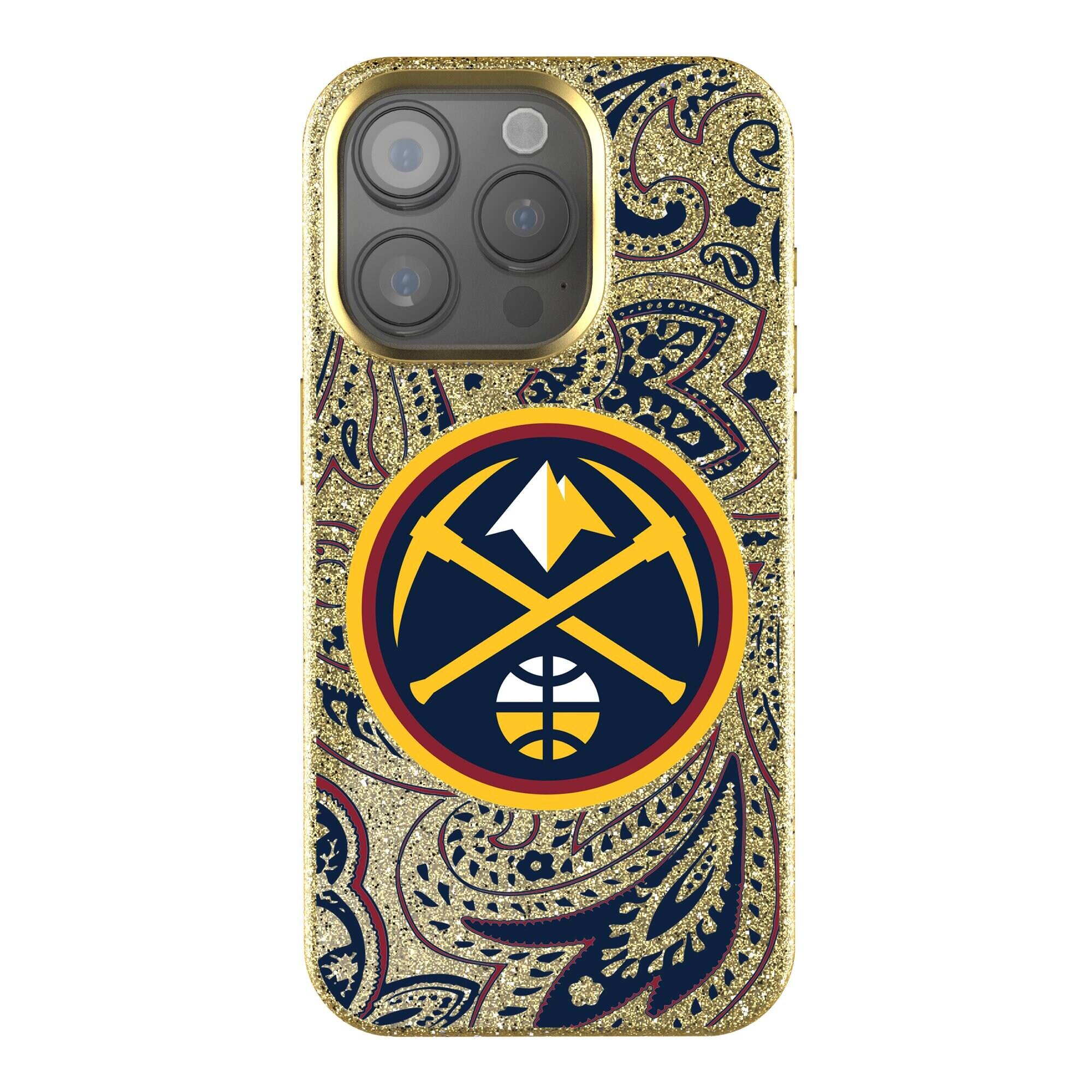 Keyscaper NBA Denver Nuggets Paisley Bling iPhone Case 14 Pro Max Gold ...