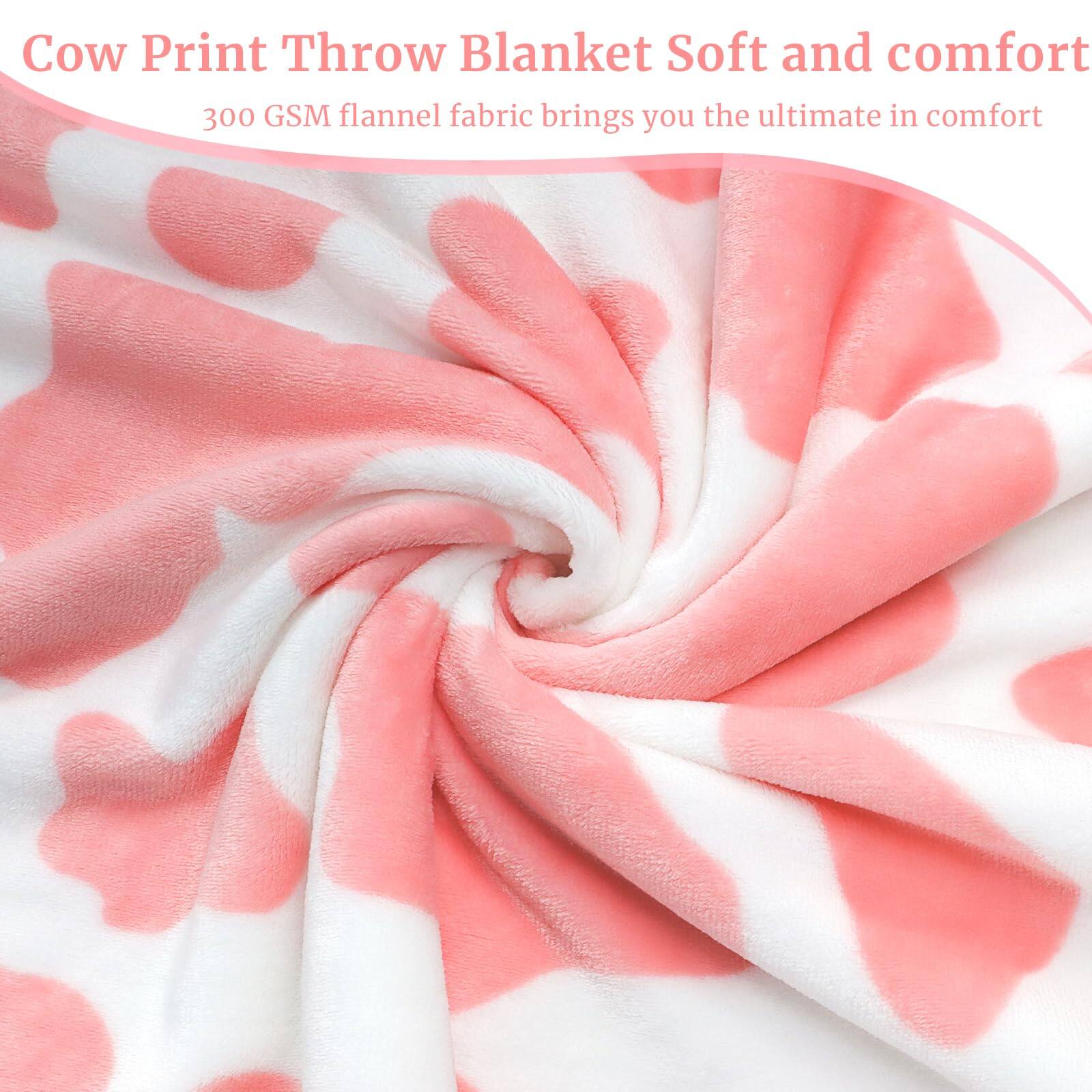 Dapper Styles Cow Print Blanket Warm Plush Cute Throw Soft Flannel ...