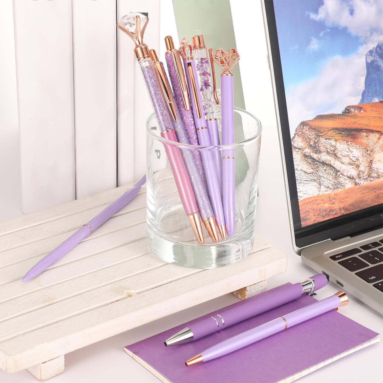 Paradigms Interiors 9 Ballpoint Pens Set Metal Crystal Glitter For ...