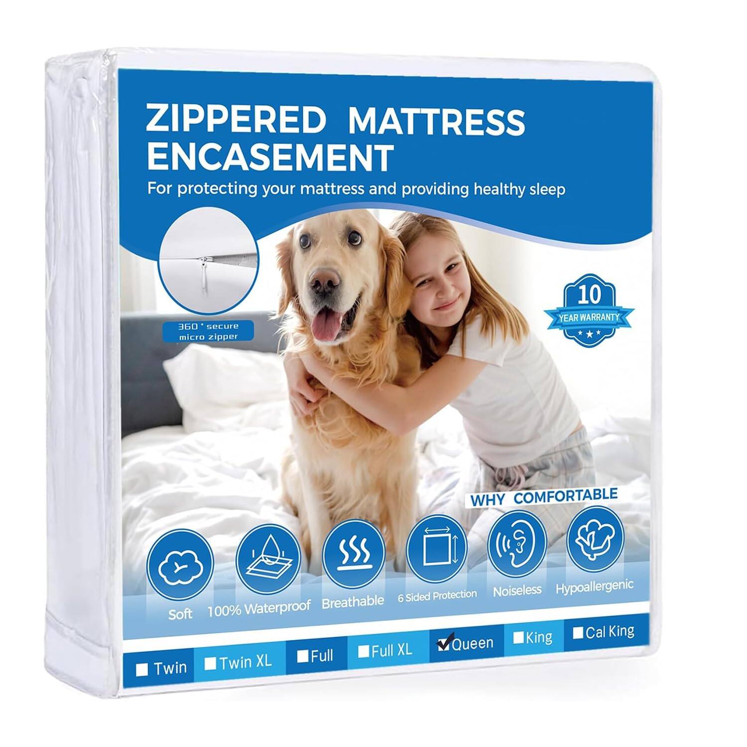 Comfort Essence Zippered Split King Mattress Protector 39 X 80 Soft ...
