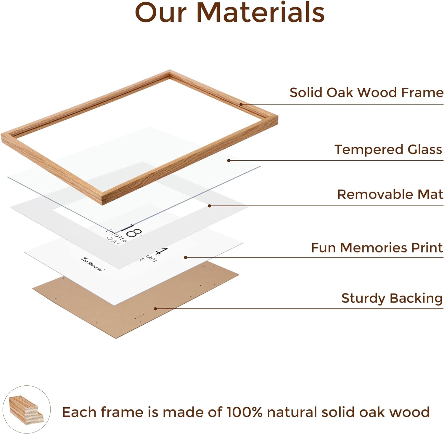 blue 18x24 Picture Frame, Solid Oak Wood 18 x 24 Frame for Wall, 18 by 24 Oak Poster Frame with ...