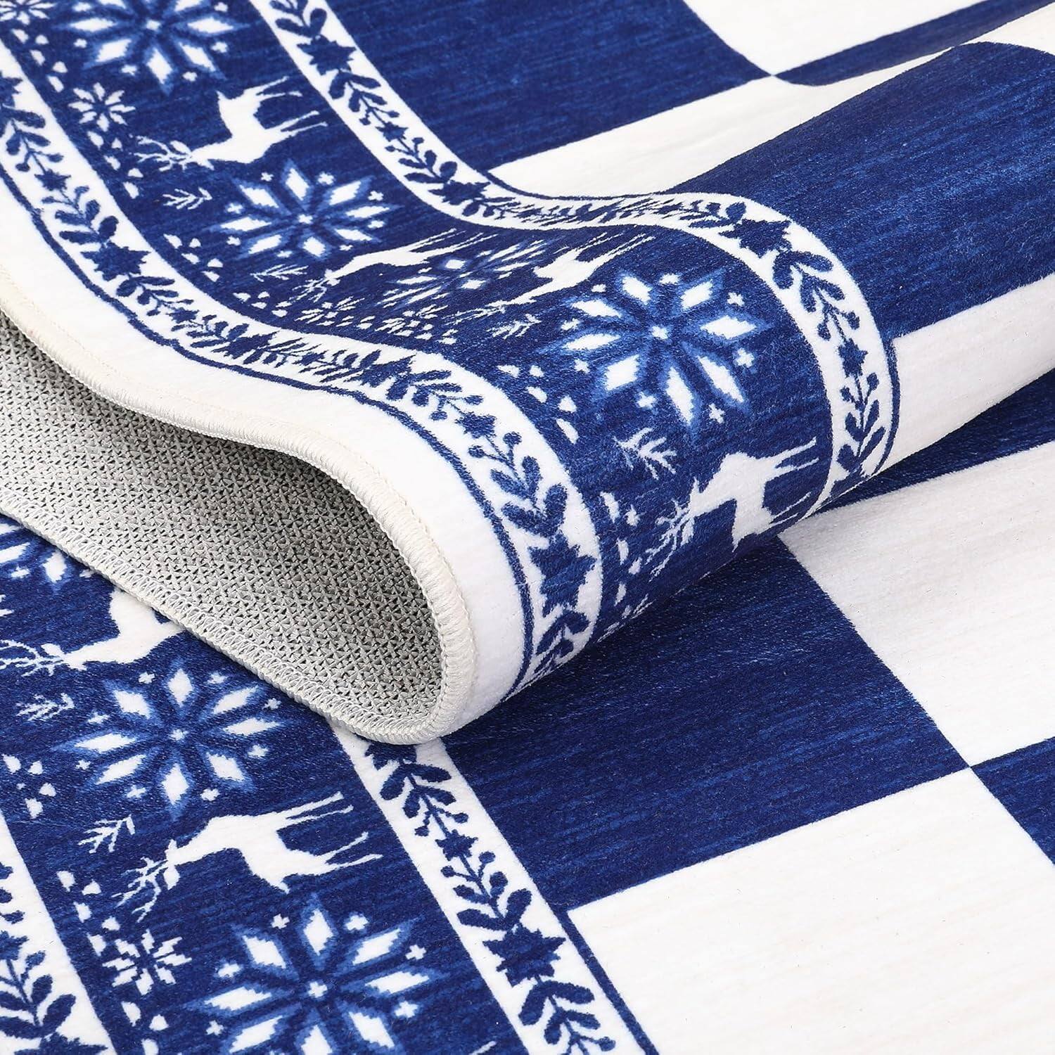 Jojoka 5x7 Christmas Runner Rug Non Slip Washable Checkered Pattern ...