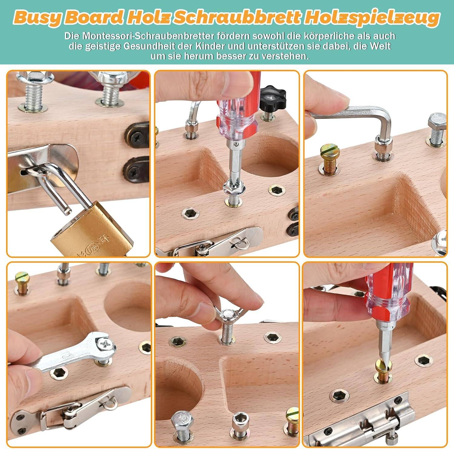 Auledio Montessori Toy from 3 4 5 Years,Wooden Screw Board,Screwdriver ...