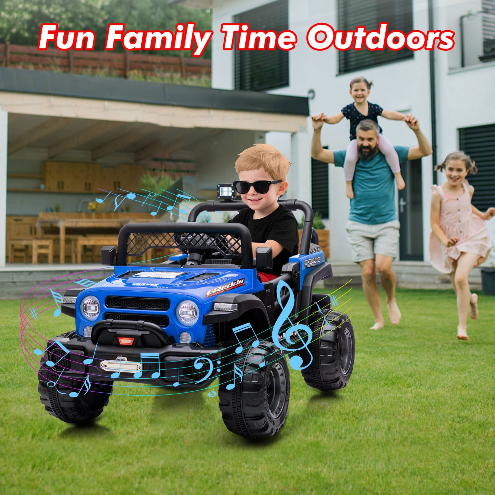 Acekool 12V Kids Electric Ride On Truck with Remote Control, 3 Speeds, 6MPH Max, Spring ...