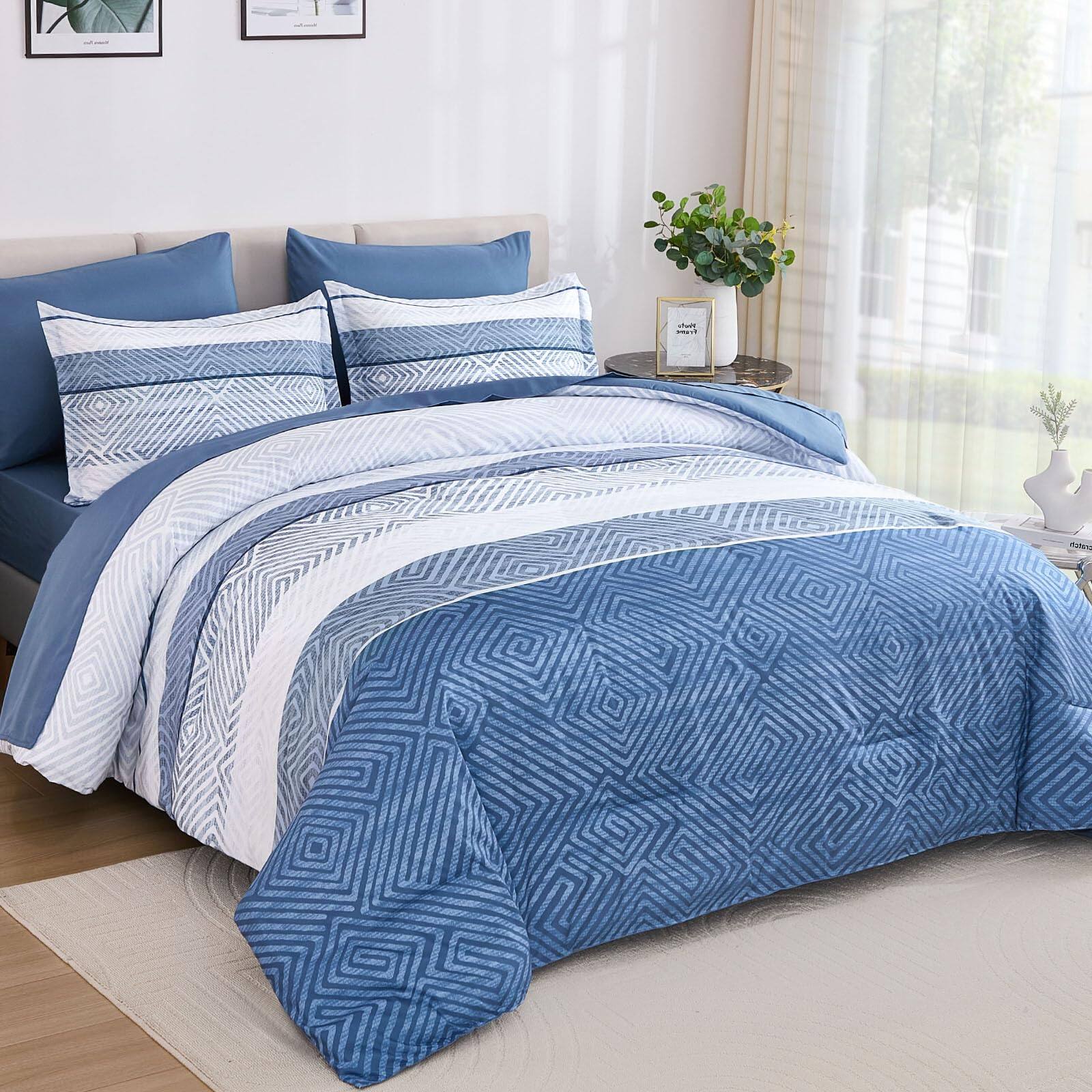 Dapper Styles Comforter Set Bed In A Bag Boho Striped Bedding Soft ...