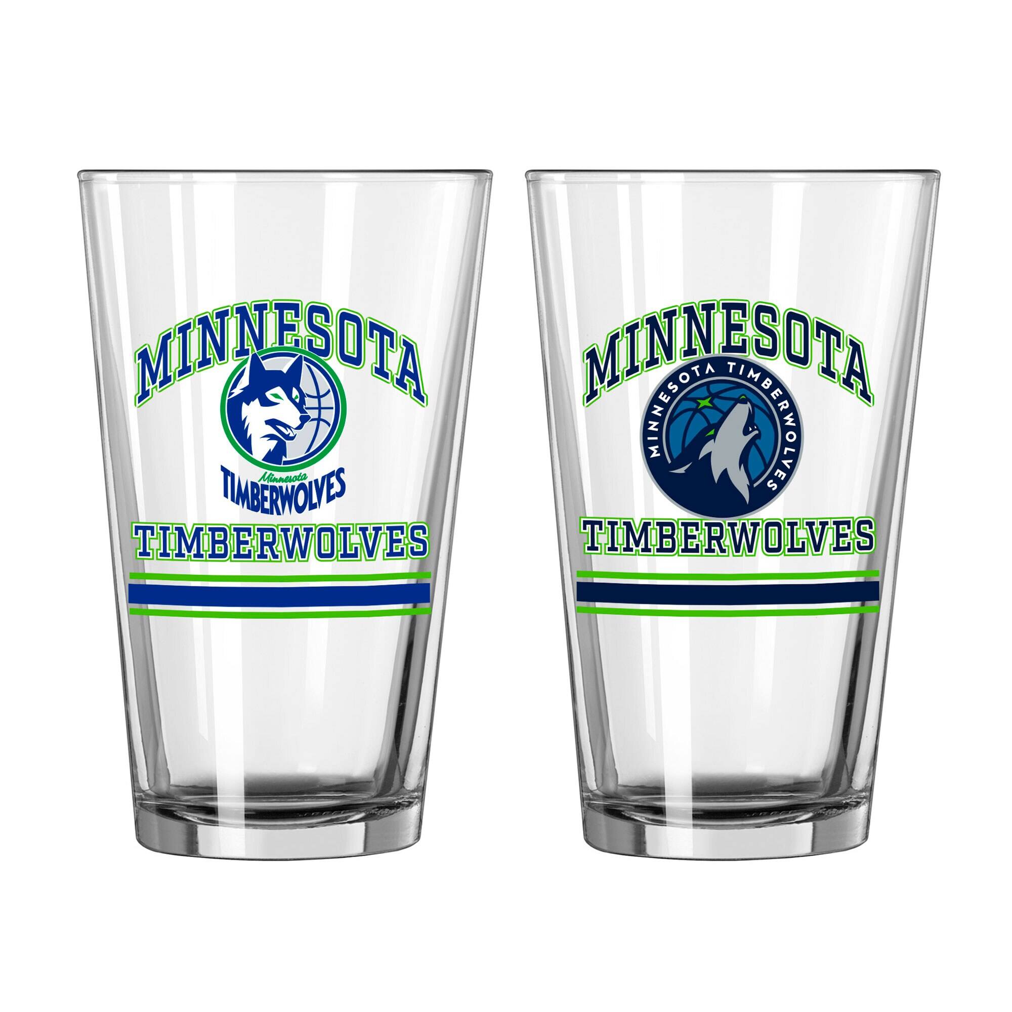 Logo Brands Minnesota Timberwolves 16oz. Pint Glass Two Pack Multicolor ...