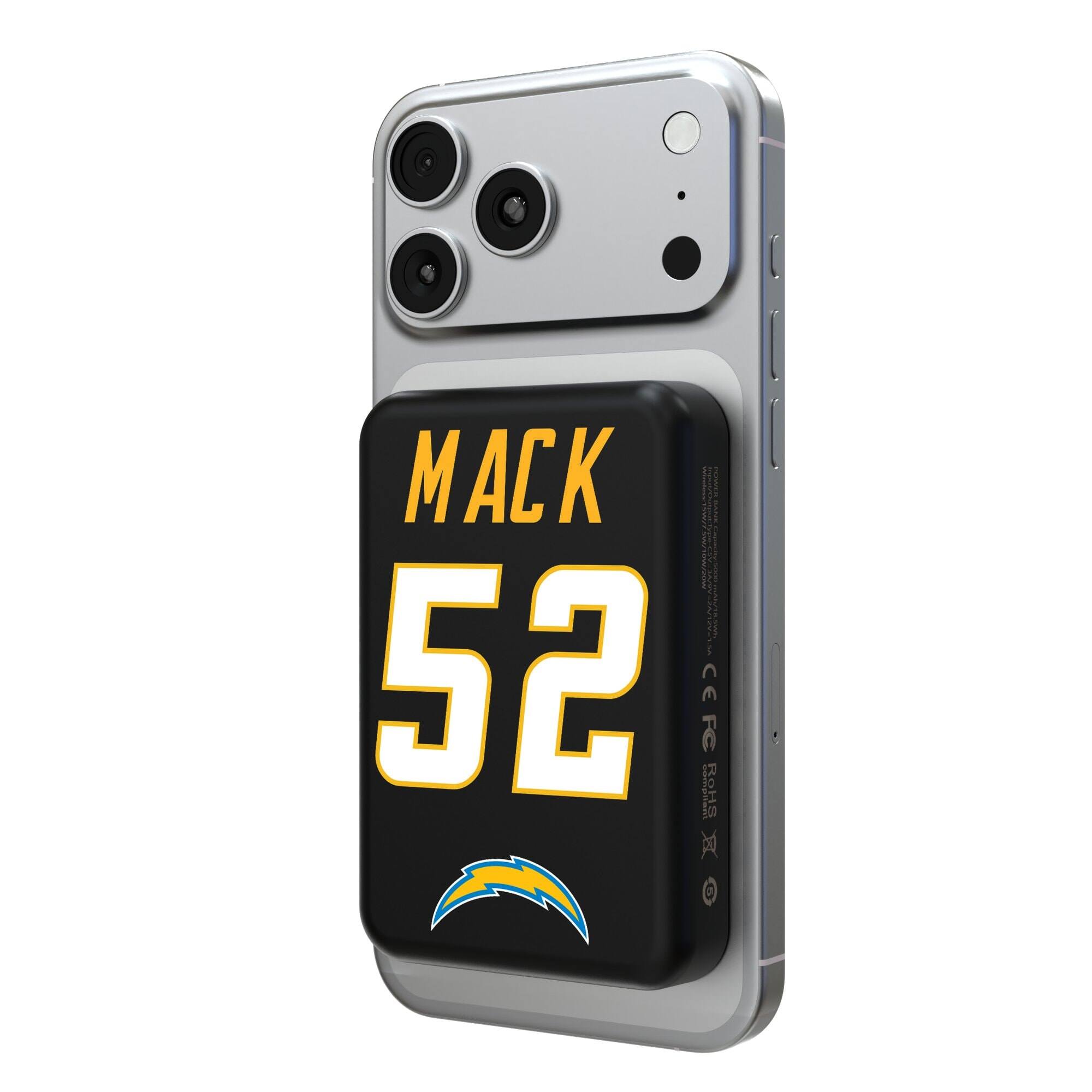 Keyscaper Khalil Mack Los Angeles Chargers 5000mAh Wireless Magnetic ...