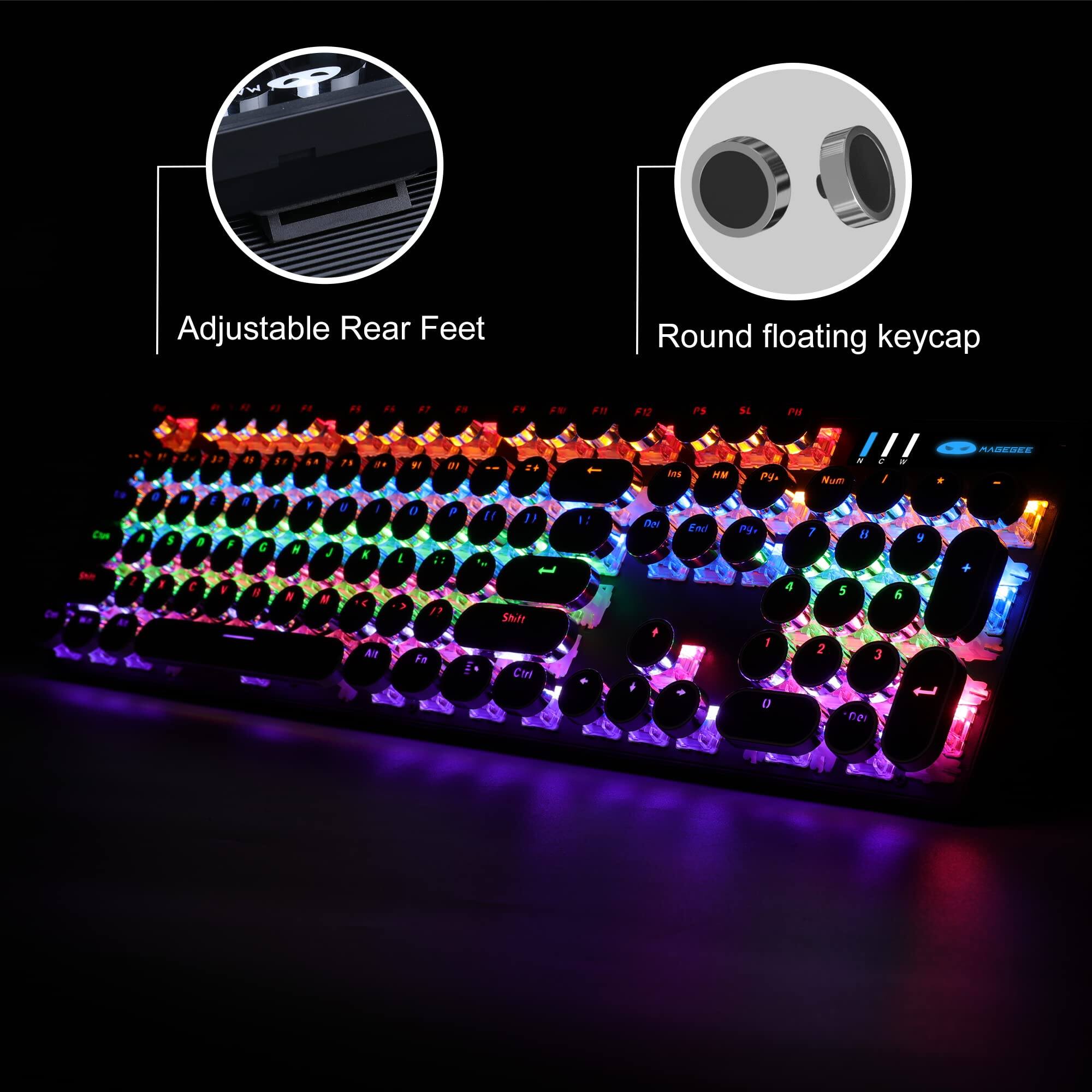 PO3TICJUNKI3 Typewriter Style Mechanical Gaming Black Retro Punk With ...