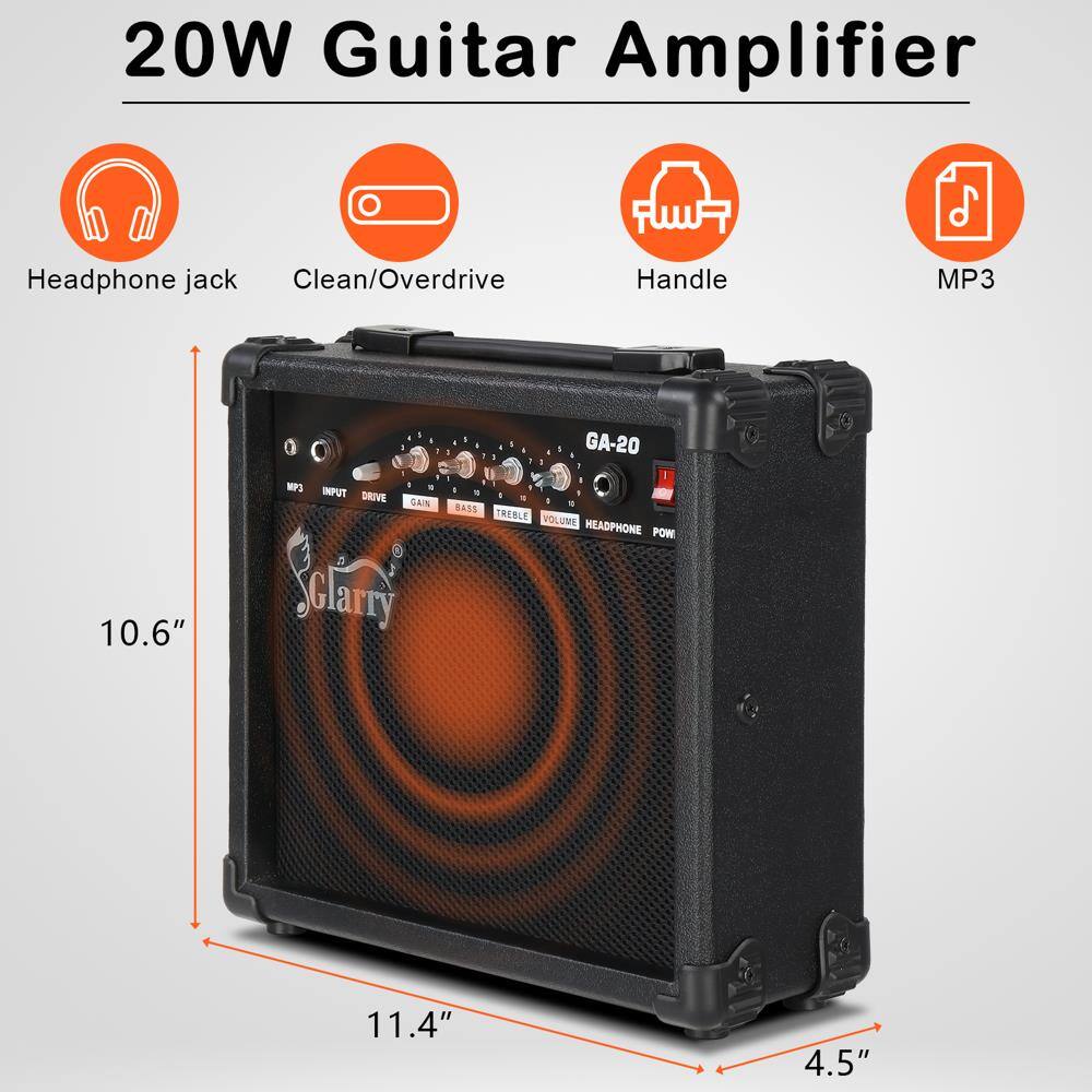 Winado ST Stylish Electric Guitar Kit H H Pickup Tiger Stripe with 20W ...