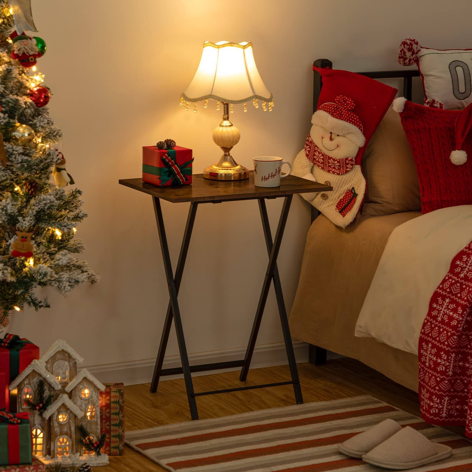 JETRANSPORT Folding Tv Tray Tables Set Of 2 Side Table For Small Space ...