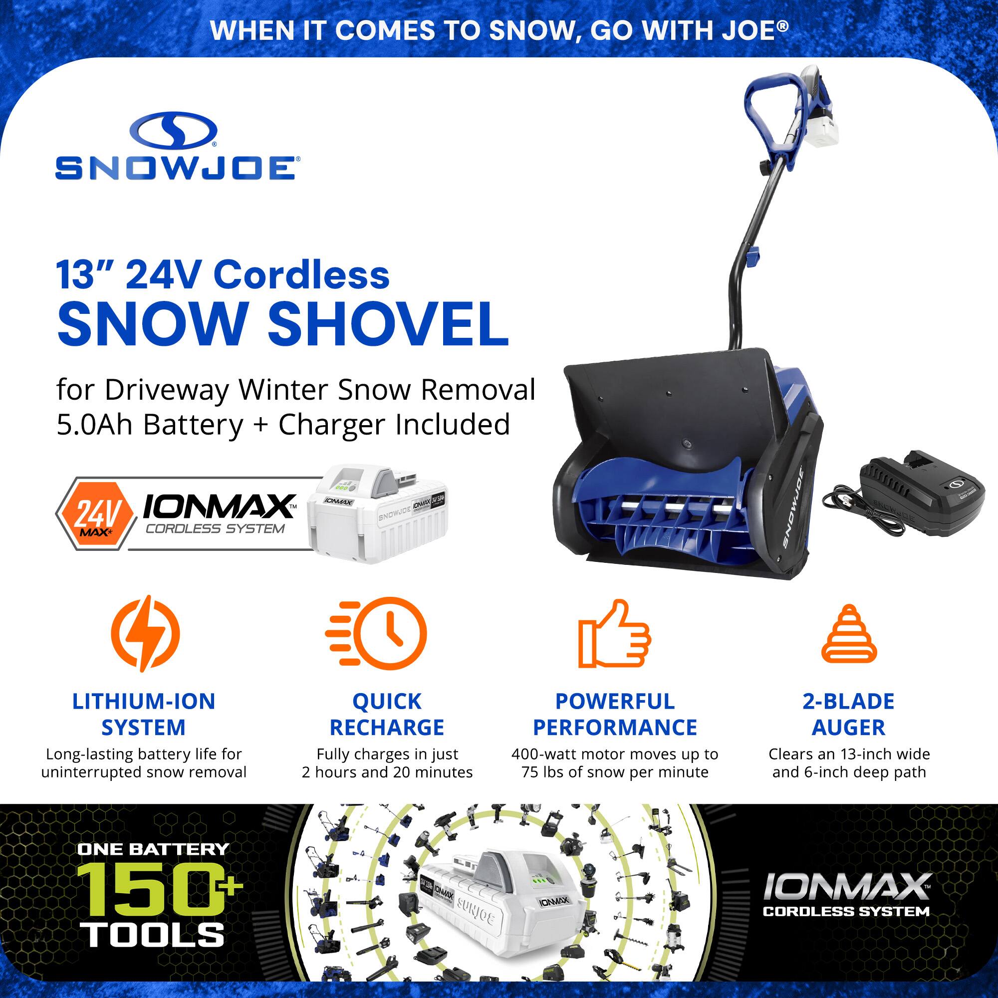 Snow Joe Cordless Snow Shovel Kit for Car Driveway Snow Removal, 24V ...
