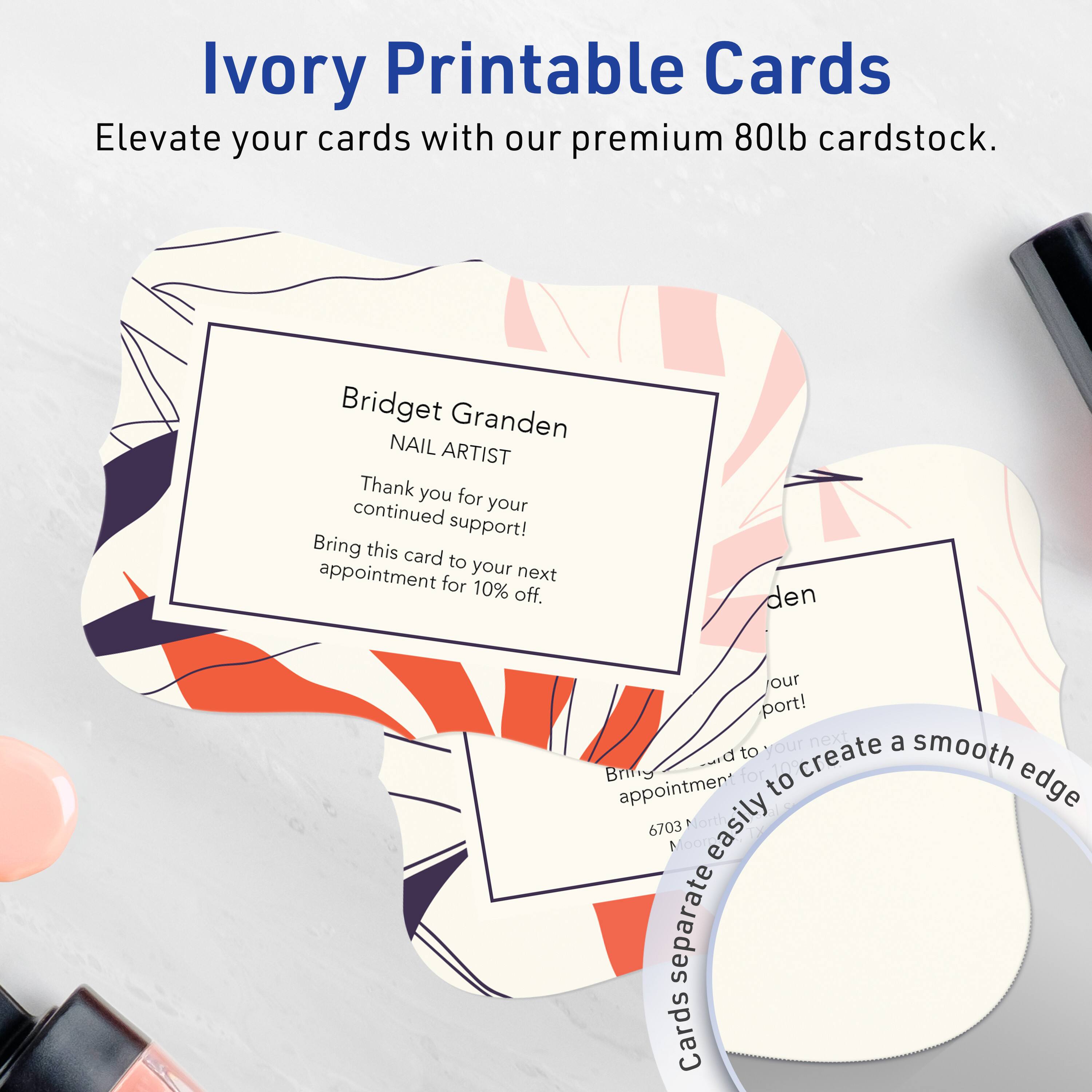 Avery Cards with Flourished Edges, 6" x 9", Matte Ivory, 10ct White ...
