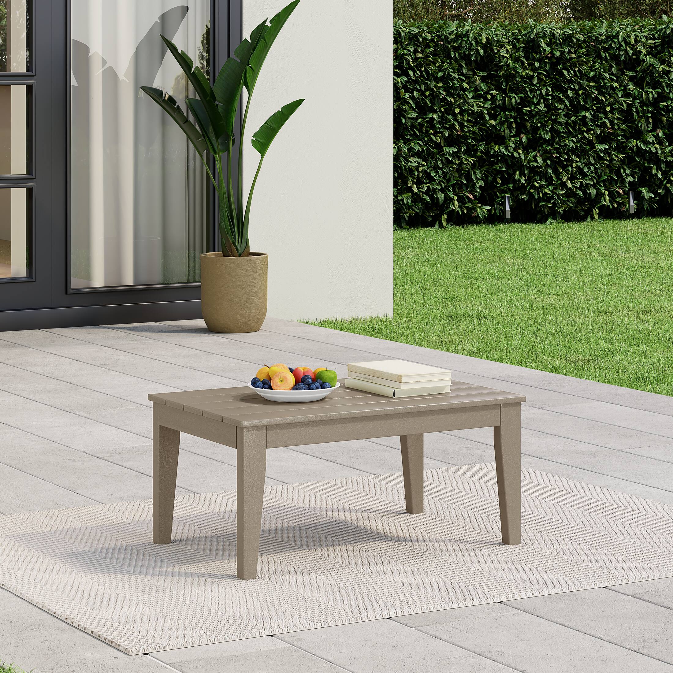 WestinTrends Malibu Low Outdoor HDPE Patio Rectangle Coffee Table ...