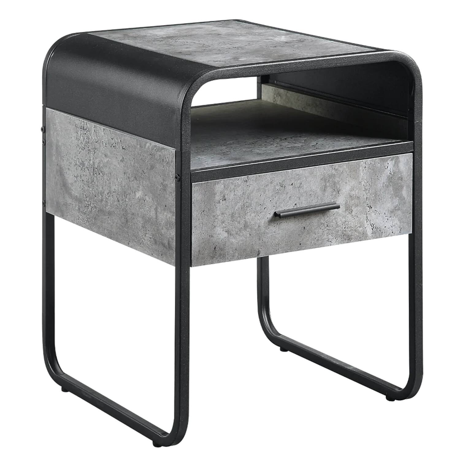 Manhattan Lane Ish 22 Inch Modern Wood End Table, 1 Drawer, Metal ...