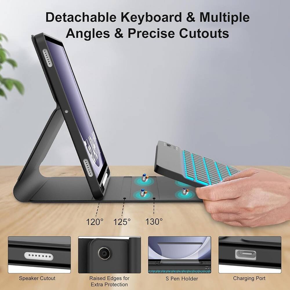 RTMB Galaxy Tab A9 Plus 11" Case with Detachable Keyboard, 7 Color ...