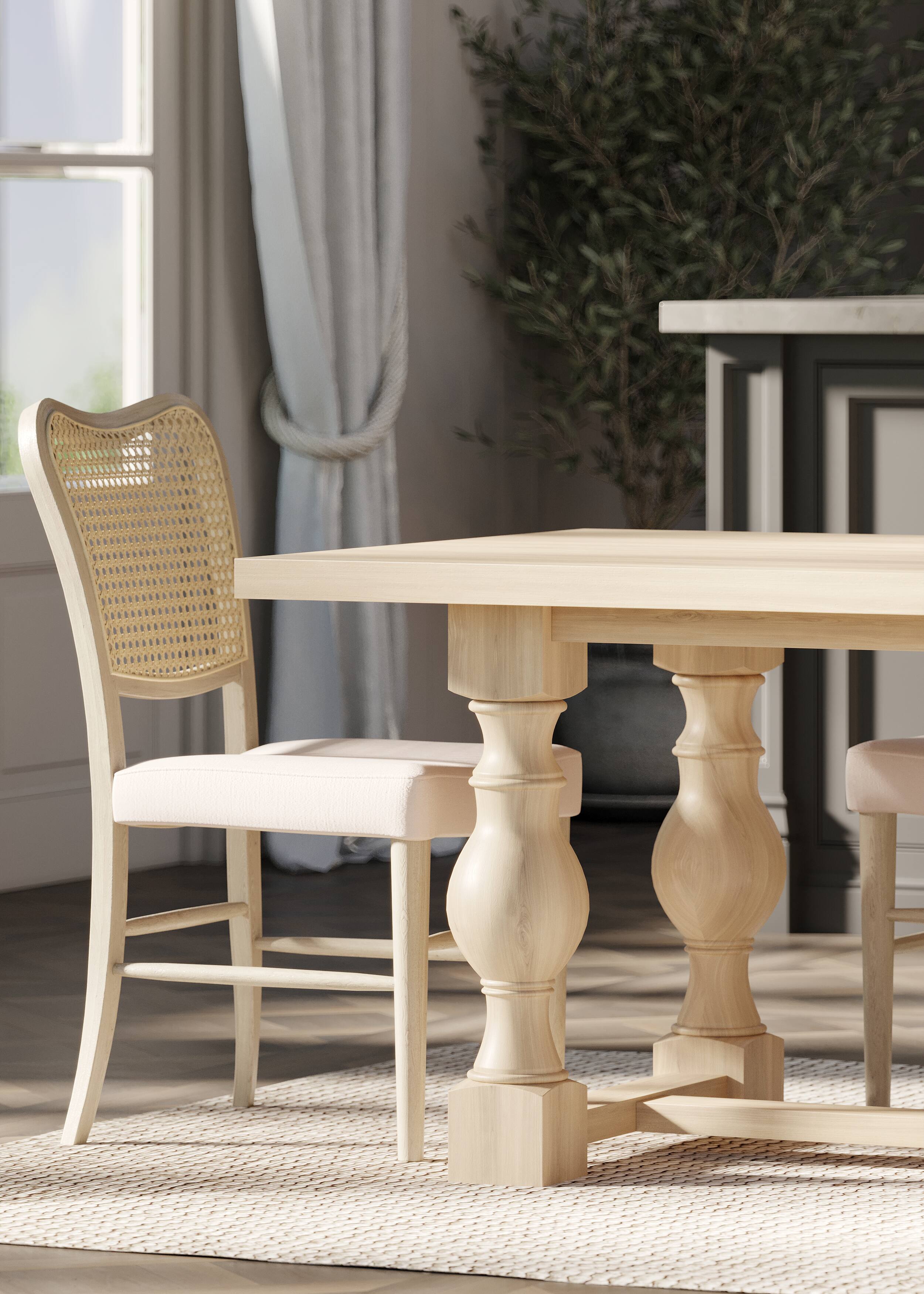 Maven Lane 19" Vera Classical Wooden Dining Chair Finish with Cream ...