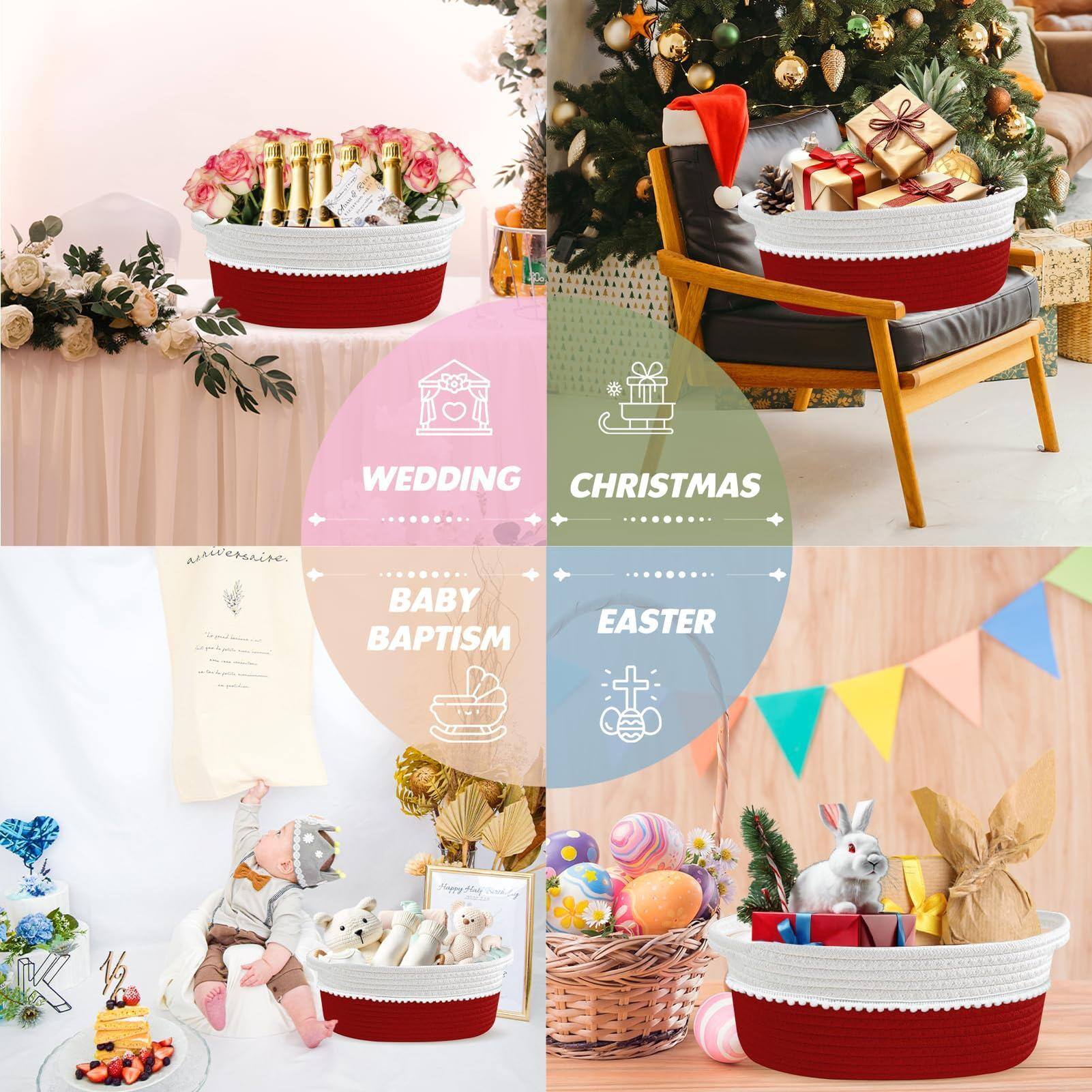 Paradigms Interiors Christmas Red Gift Basket Empty With Wrap Bag ...