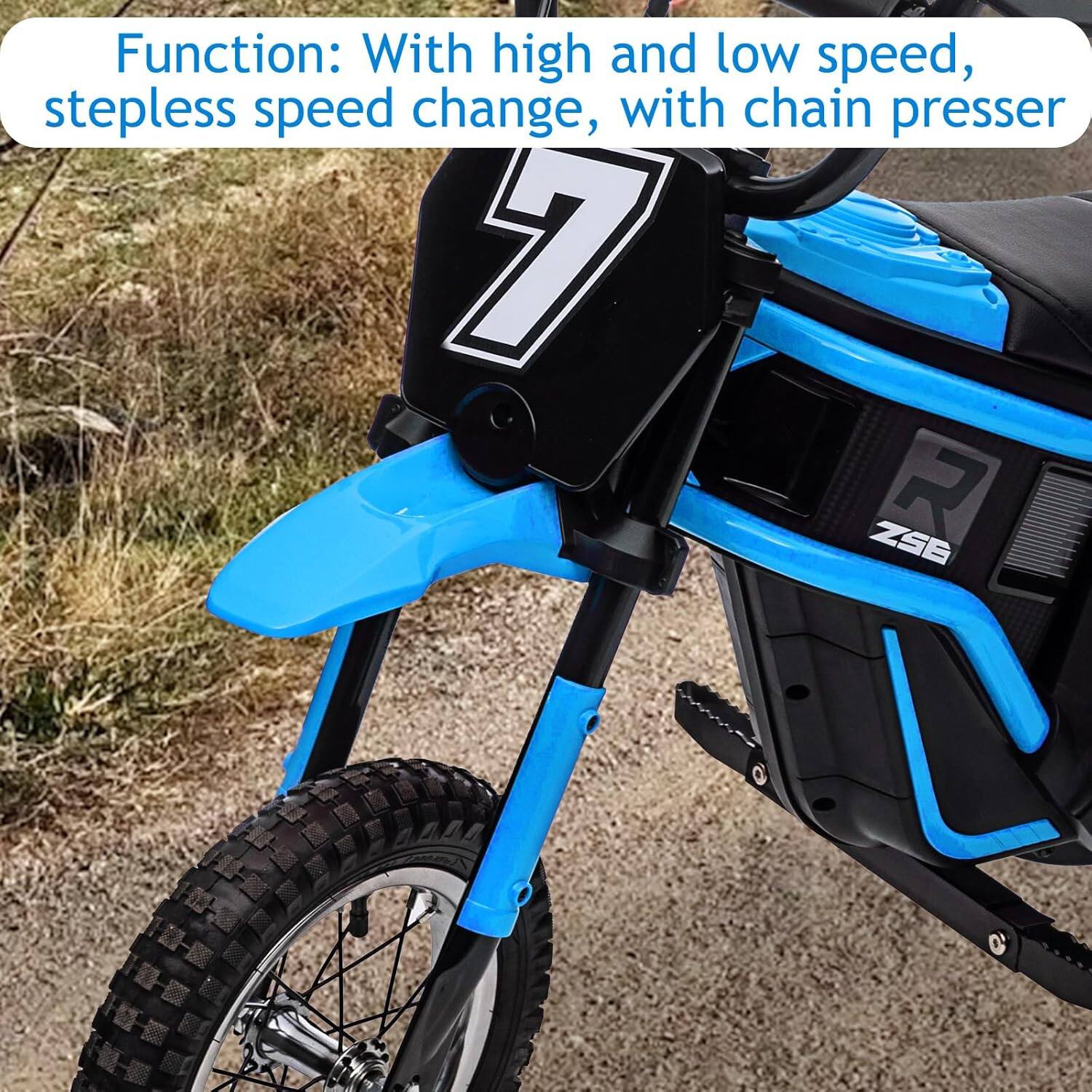 GARVEE 24V 350W Kids Ride On Dirt Bike, 3 Speed Electric Motorcycle w/Suspension, Up to 14.29MPH ...
