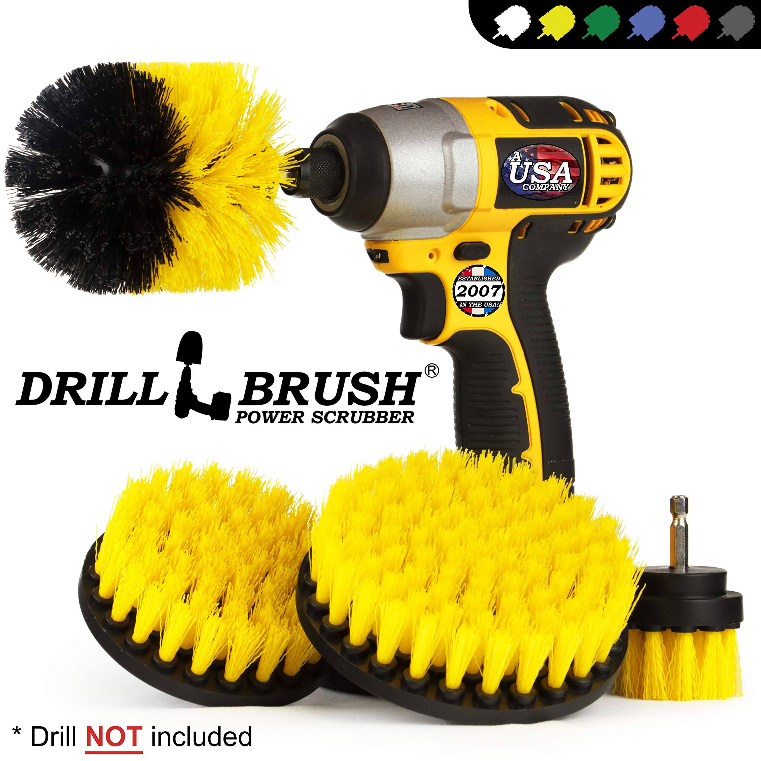 Drillbrush 4pc Medium Stiffness Nylon Bristle Scrub Brushes Tile ...