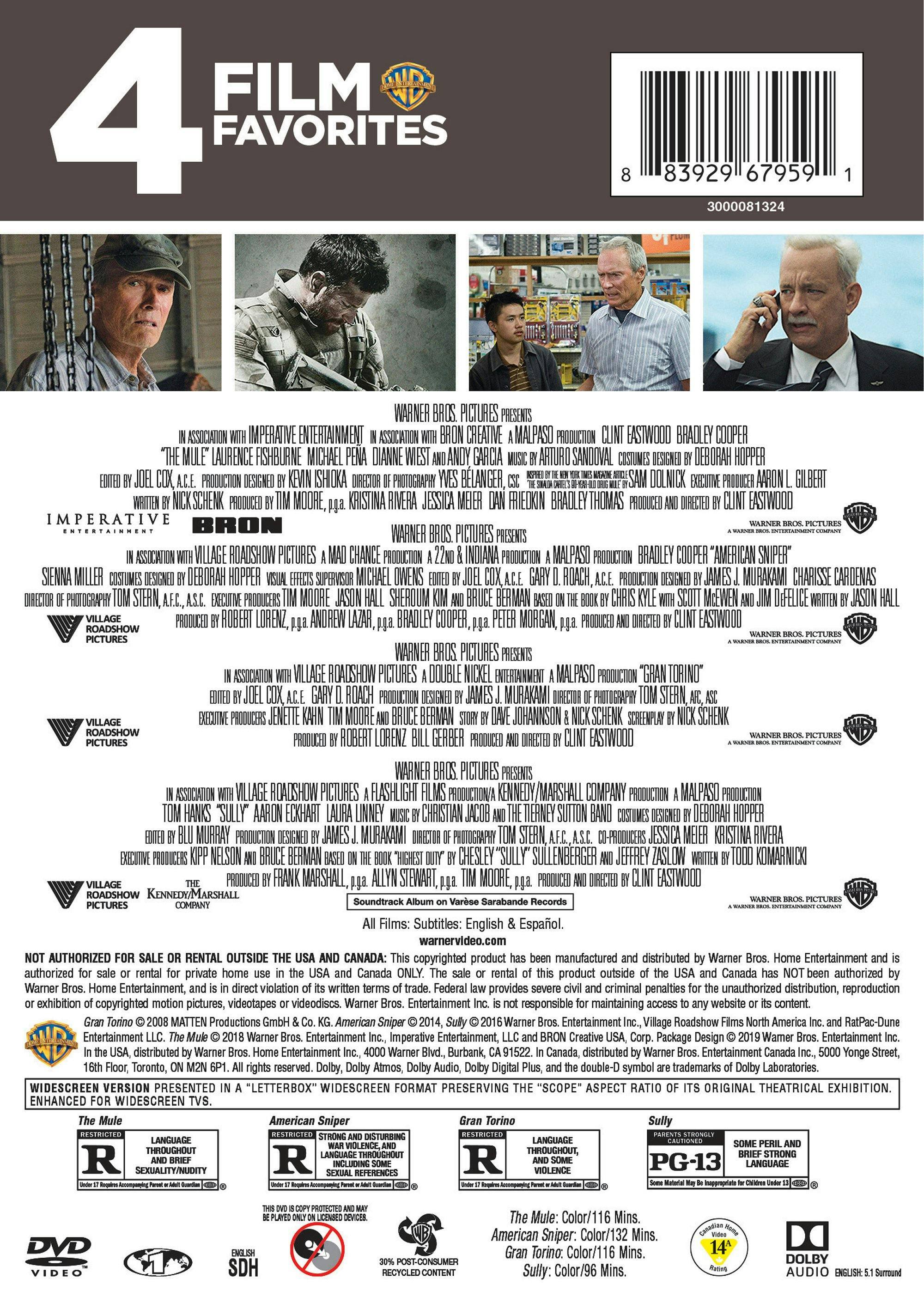 American Sniper/Gran Torino/Sully/The Mule (Box Set) [DVD] [Standard ...