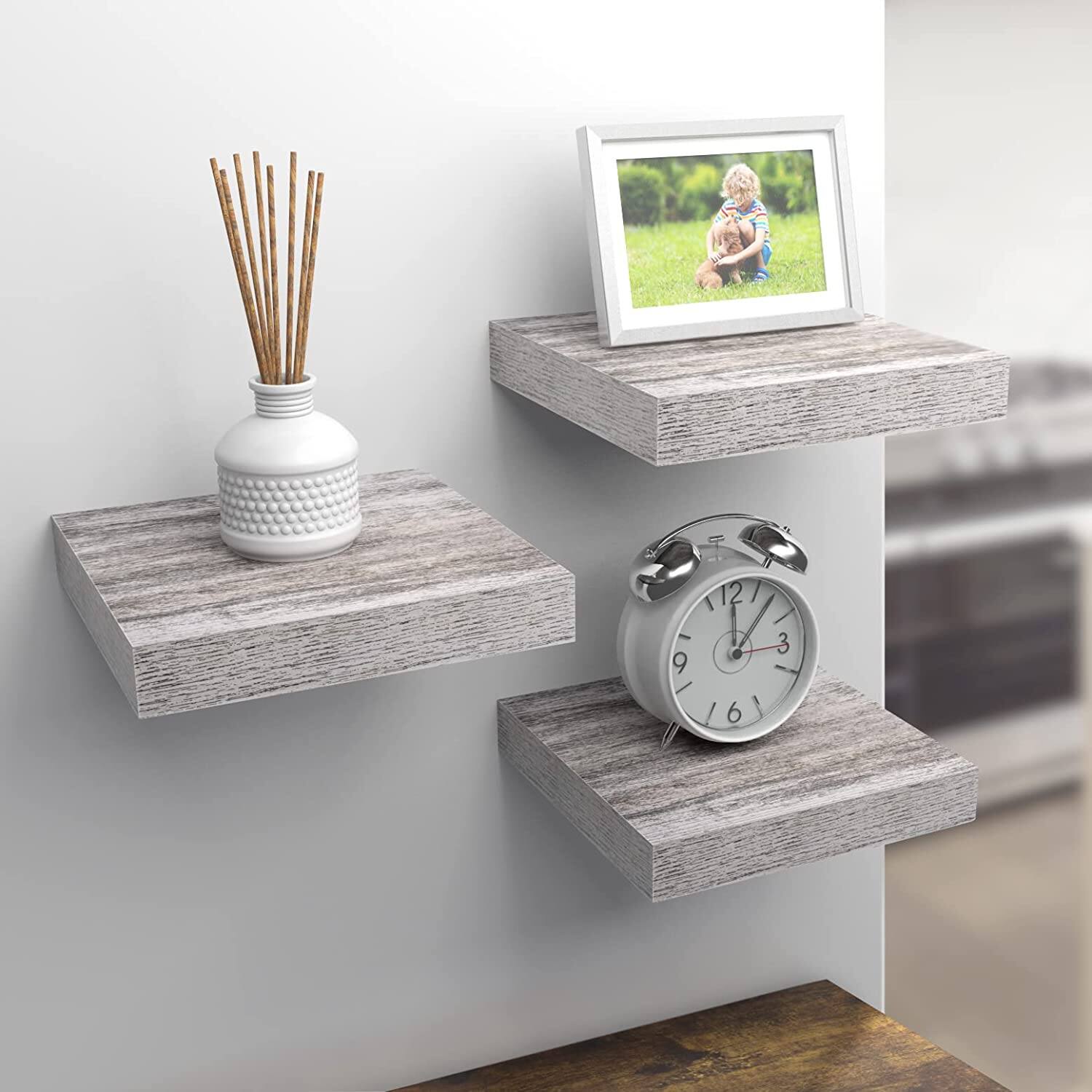 Sorbus Floating Shelves Square Mounted Display Ledge for Room Decor in ...
