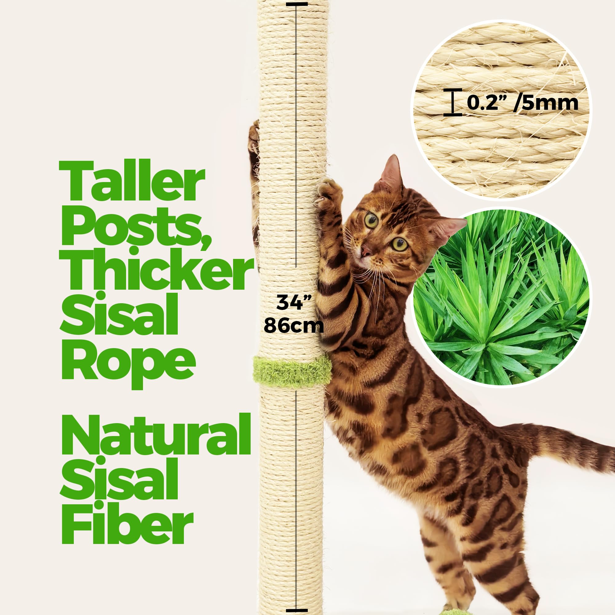Hirose Alice 34 Tall Cat Scratcher Featuring Sisal Rope Tree With ...