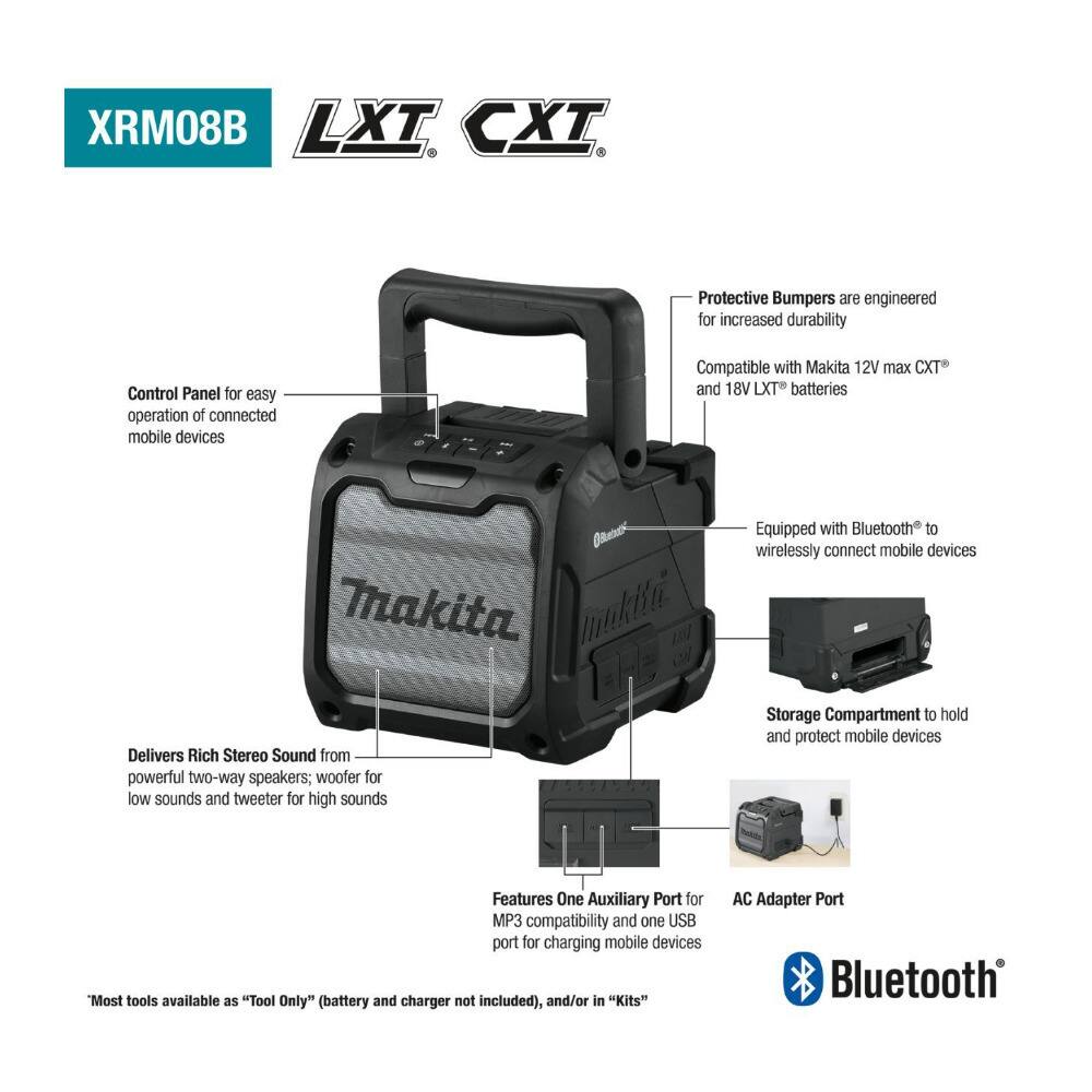 Sony Makita 18V LXT / 12V max CXT Lithium Ion Cordless Bluetooth Job ...