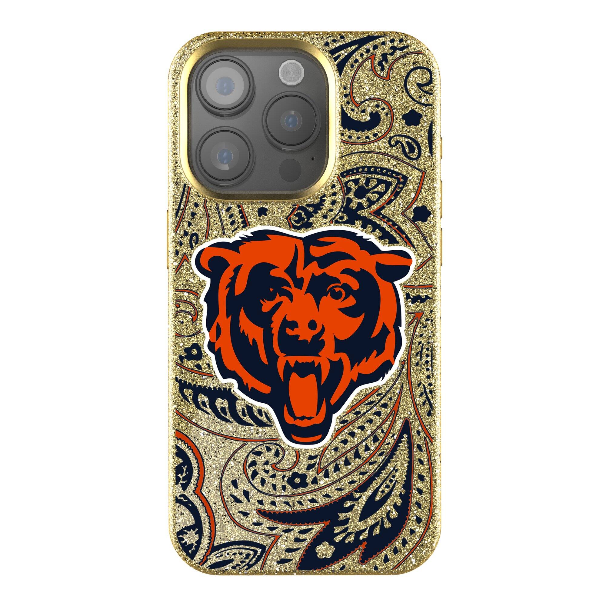 Keyscaper NFL Chicago Bears Paisley Bling iPhone Case 16 Pro Max Gold ...
