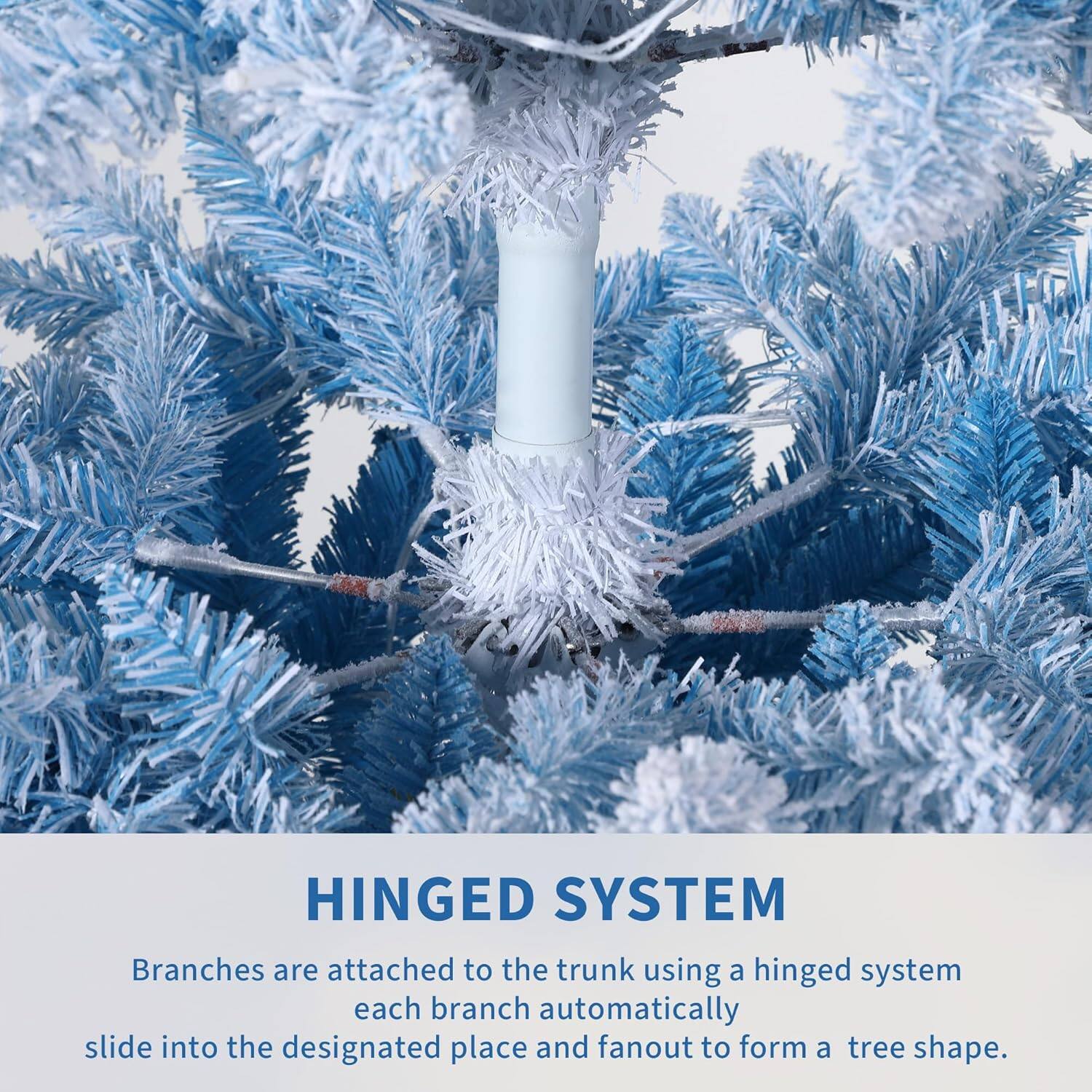 Maxxis Merch 7.5FT Pre Lit Pencil Christmas Tree, Blue Gradient Snow ...