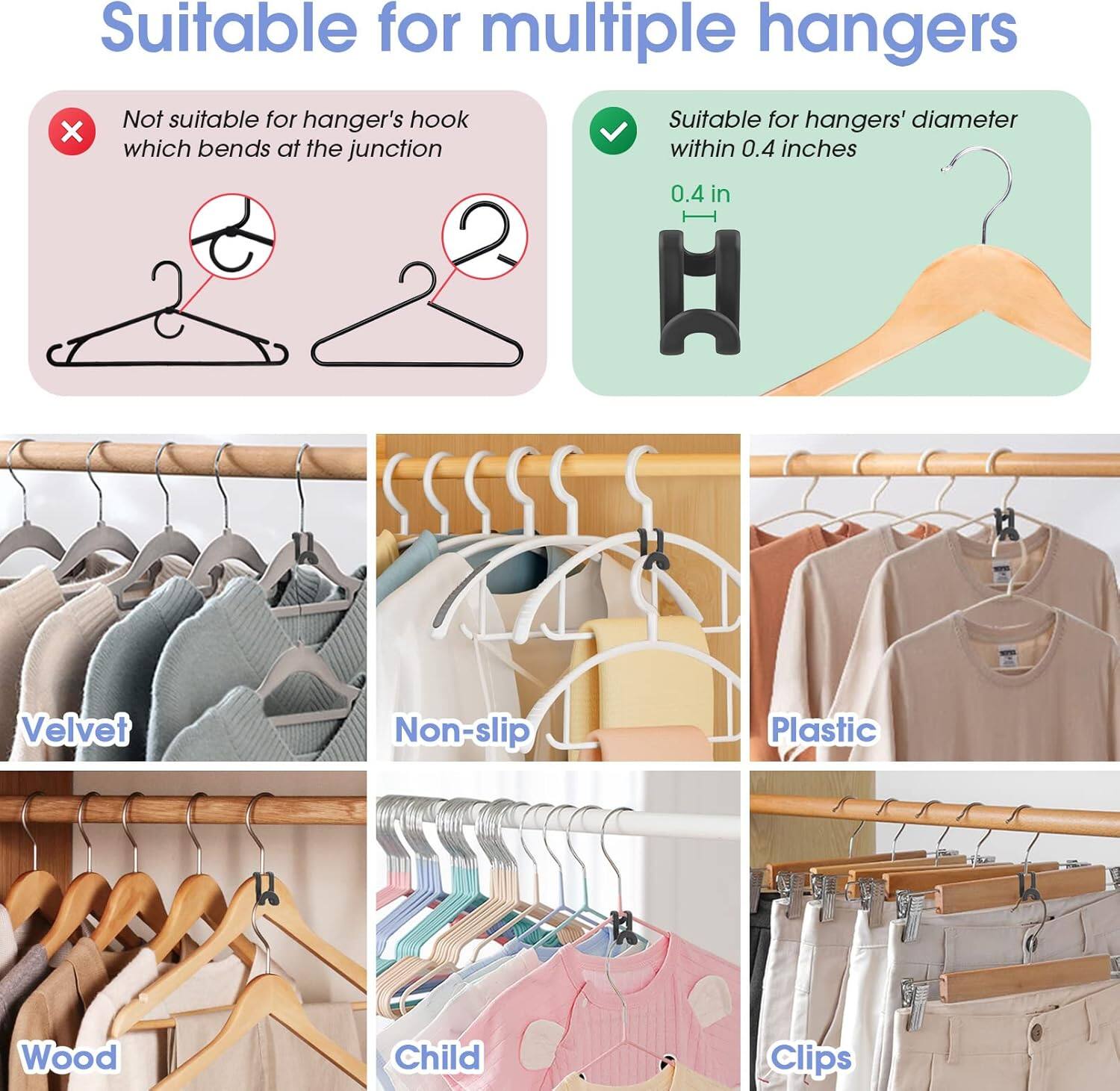 Auledio Hanger Connectors 20 Pack Multi Layer Cascading Hooks, Plastic ...