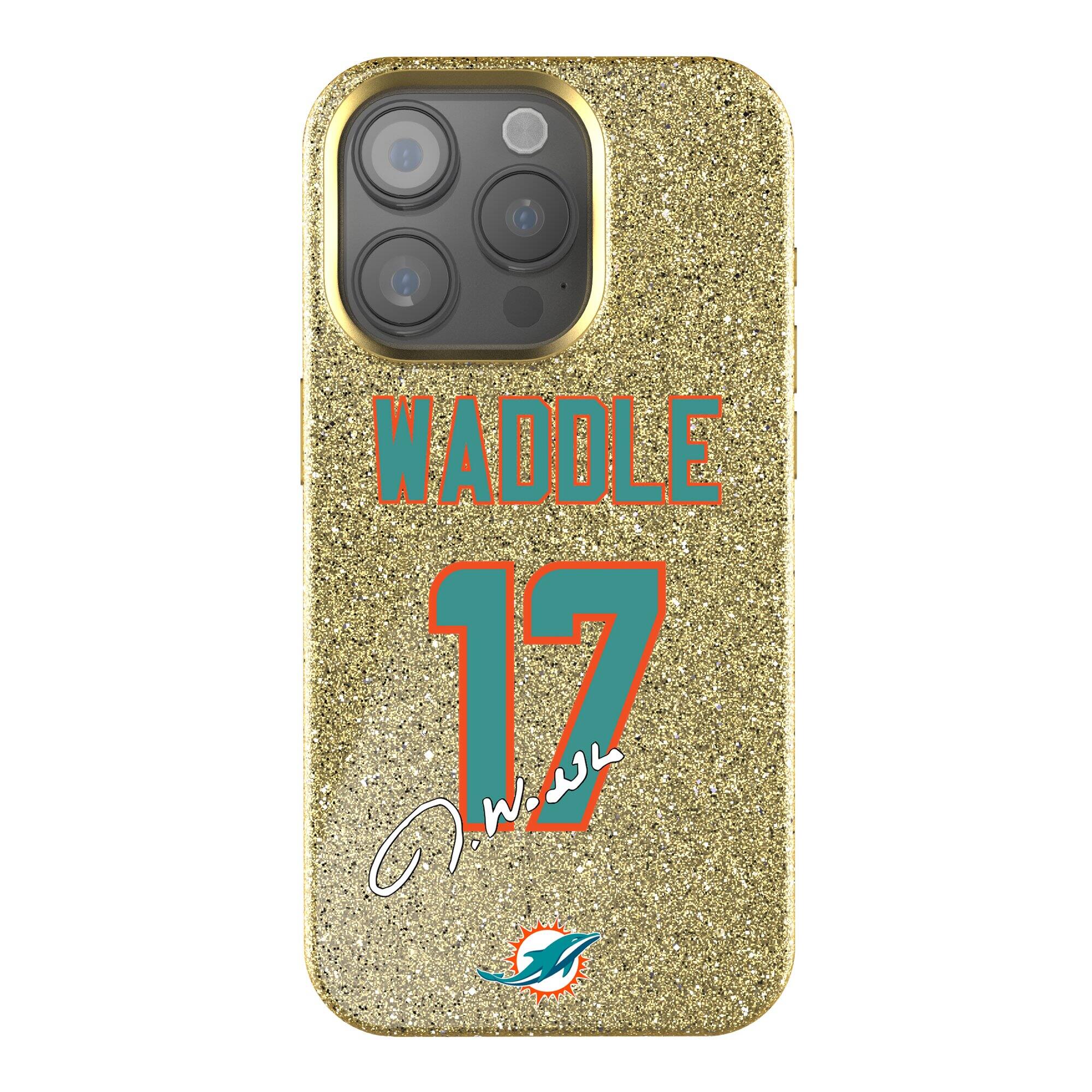 Keyscaper NFL Jaylen Waddle Miami Dolphins Bling iPhone Case 15 Gold ...