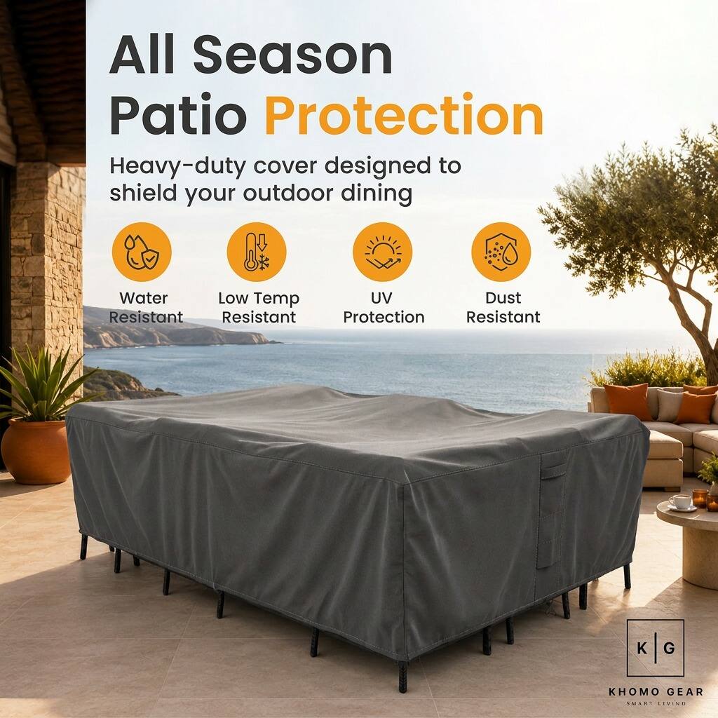 KHOMO GEAR Heavy Duty Outdoor Dining Set Cover, Waterproof Patio ...