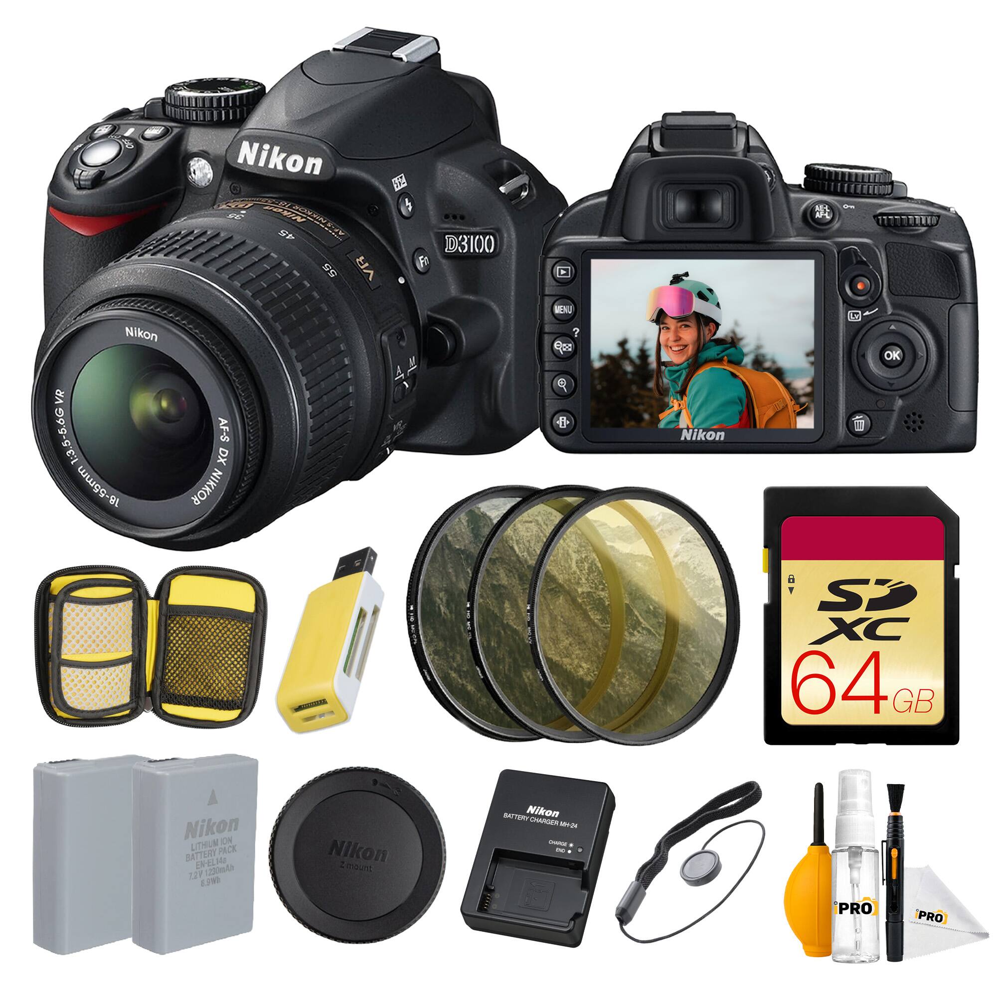 Nikon D3100 DSLR Camera with 18 55mm VR Lens 14.2MP Bundle With Filter ...