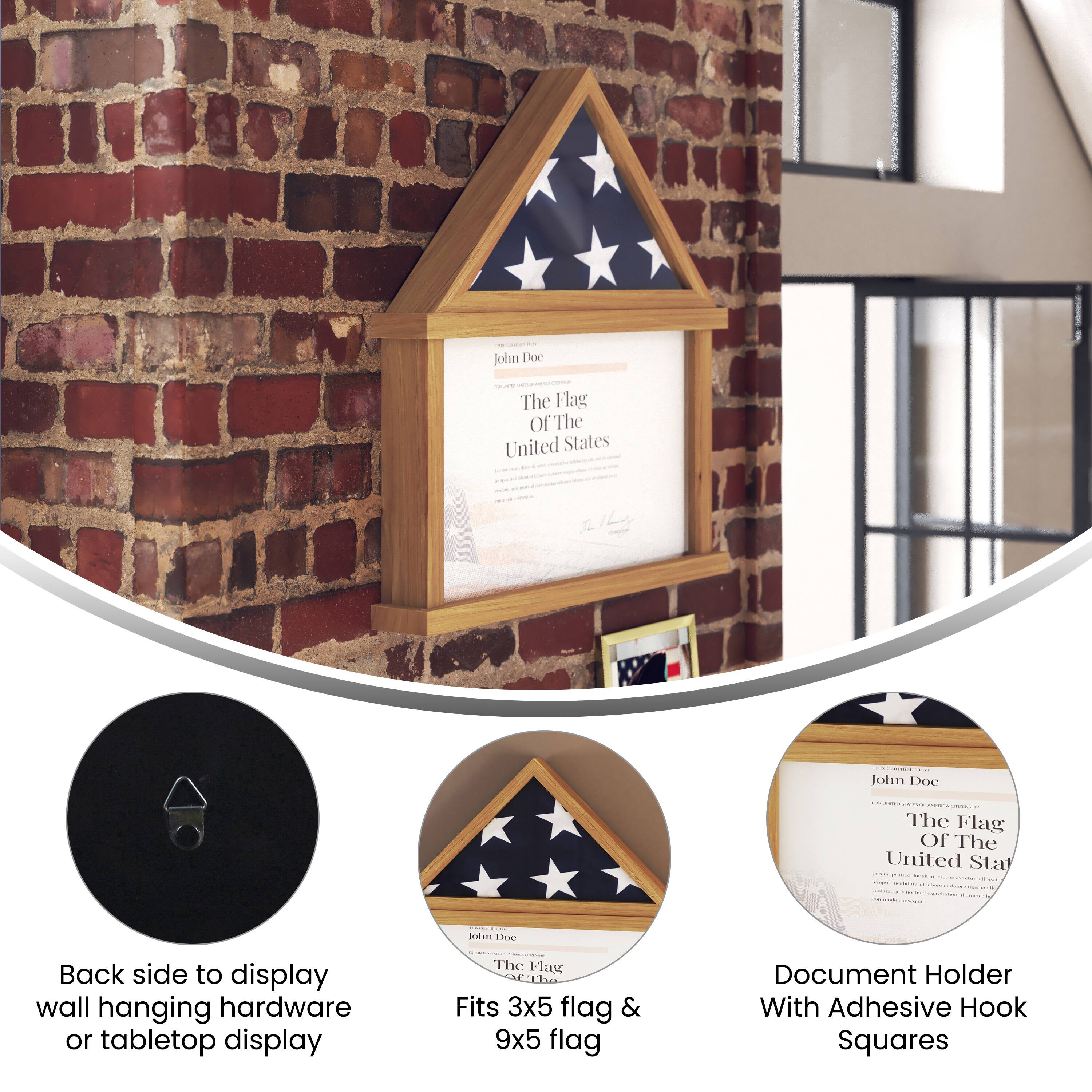 Emma + Oliver Arthur Small Solid Wood Memorial Flag Case with ...