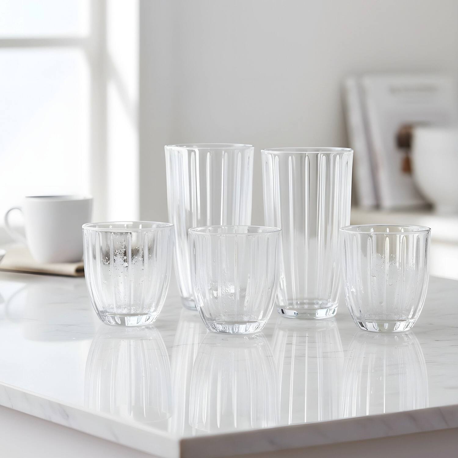 Jay Import Capri 8 Piece Glassware Set – 4 Coolers (16oz) & 4 DOF Glasses (10oz) Clear 77045-RB ...